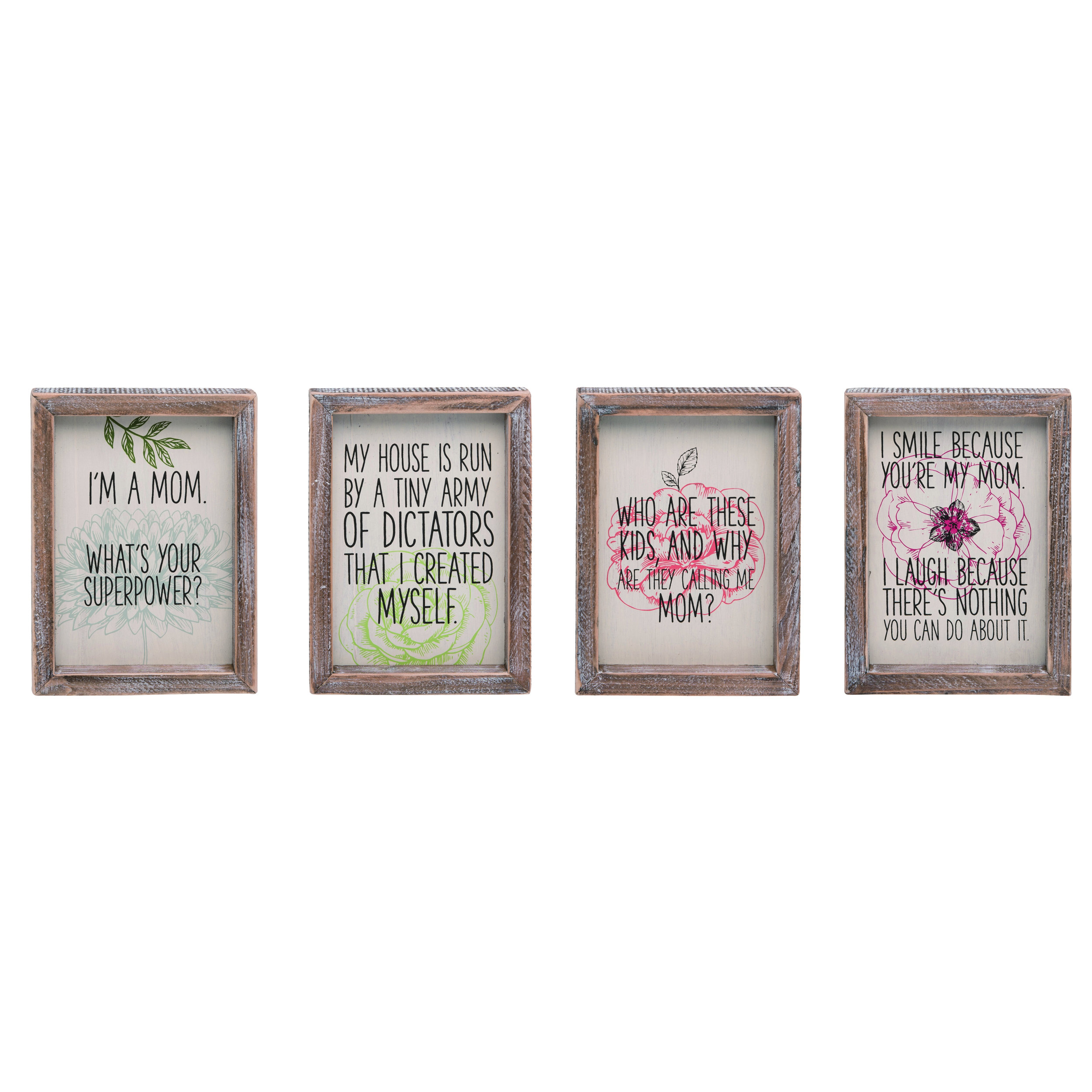 August Grove® Wood/MDF Mom Humor Frame Decor Set of 4 Spring Home ...