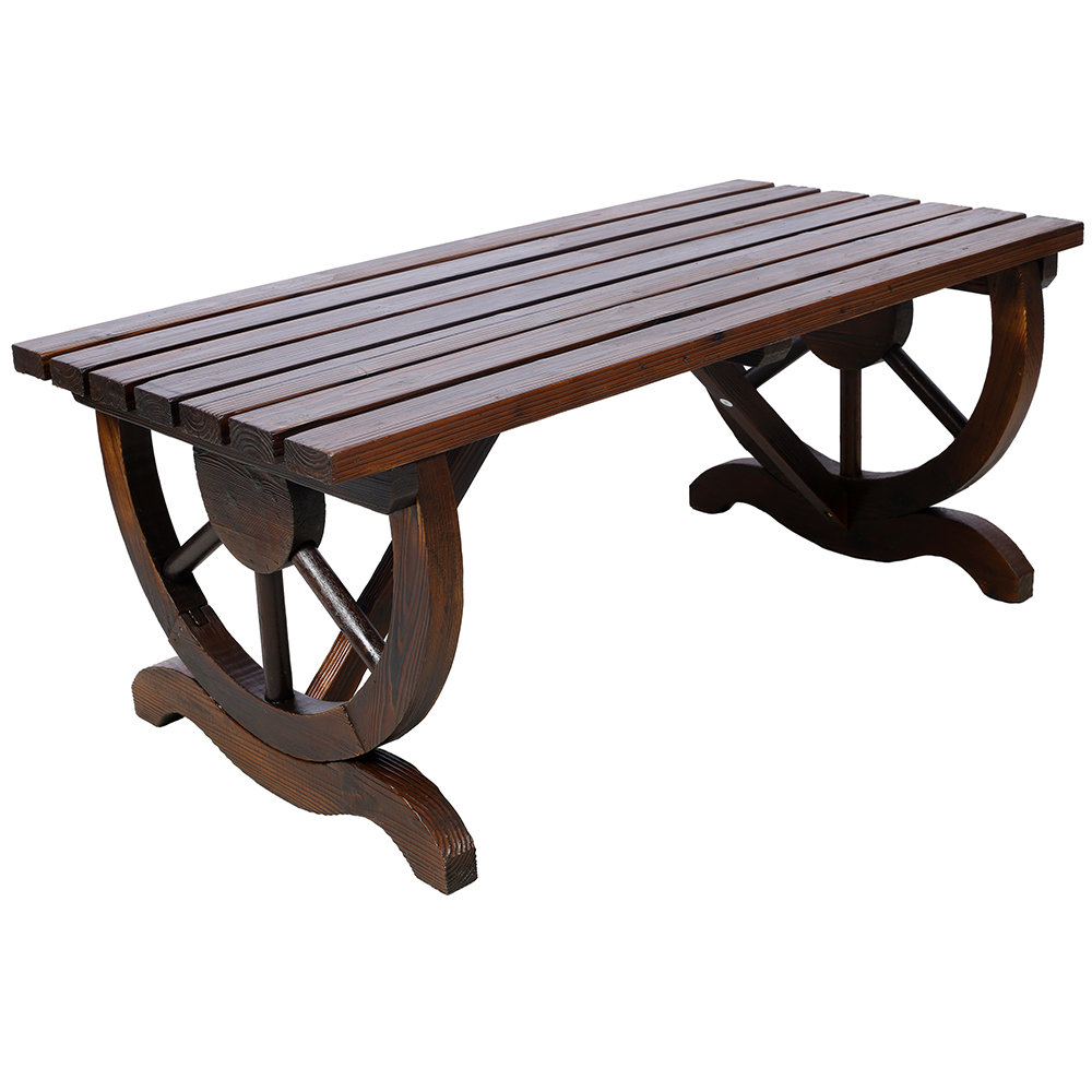 Millwood Pines 2 People Outdoor Bench Garden Bench with Wagon Wheel ...