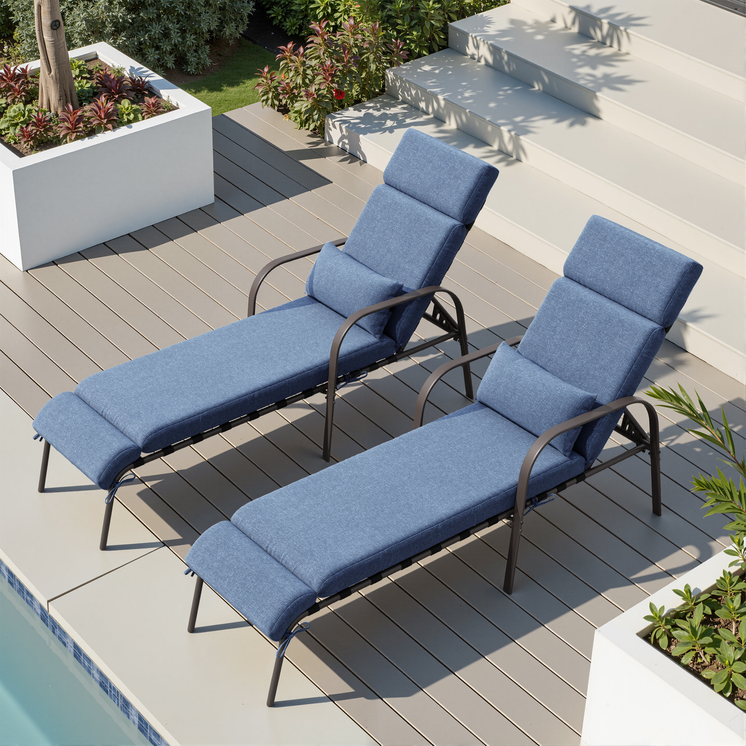 Lark Manor™ Antrea 63" Long Reclining Chaise Lounge Chair Set with ...