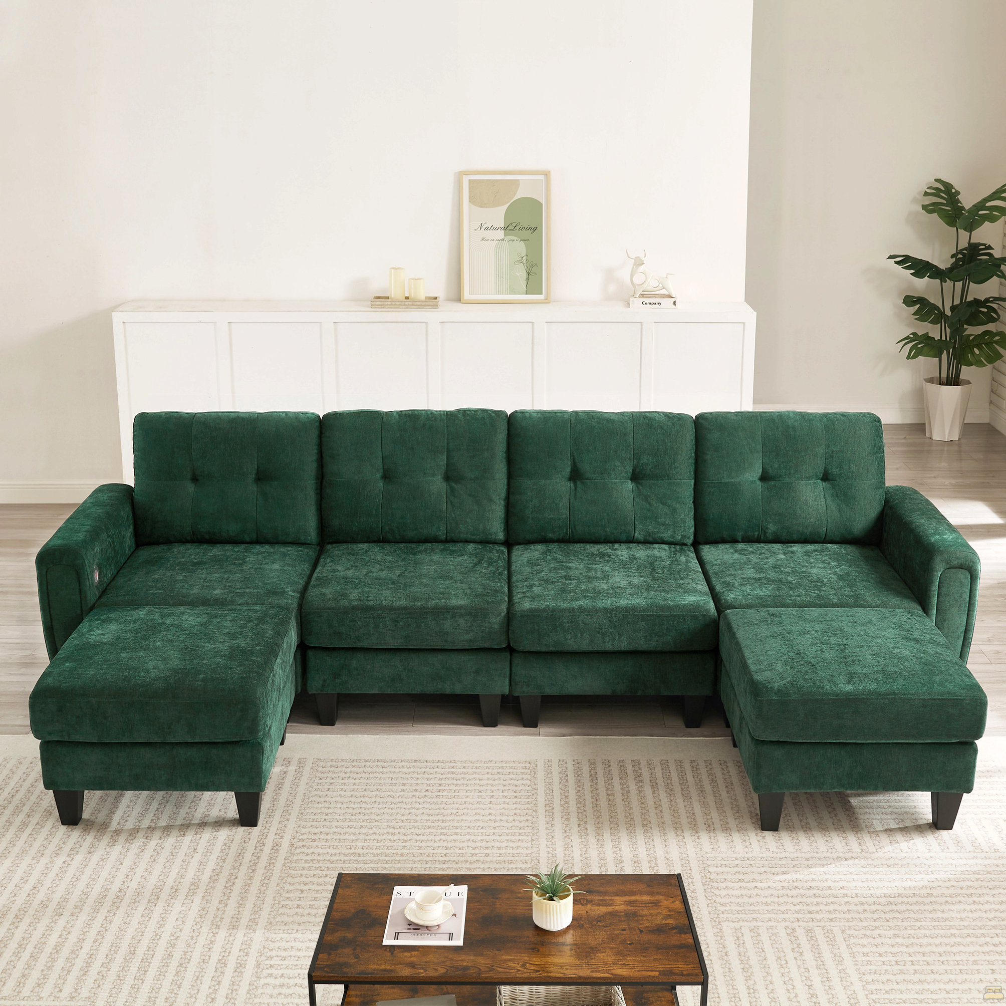 Latitude Run® Sectional Sofa 115" U-Shaped Sofa Upholstered Sofa Couch ...