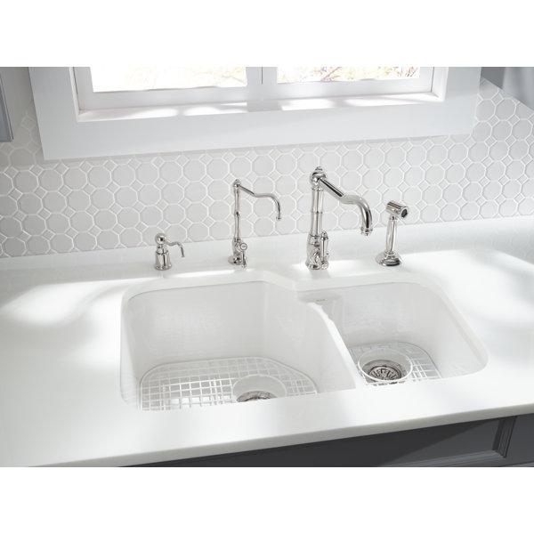 Rohl Allia™ 33" Fireclay 2 Bowl Undermount Kitchen Sink | Wayfair