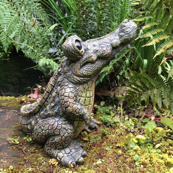 HomeStyles Whimsical Standing Gator the Alligator Garden Statue ...