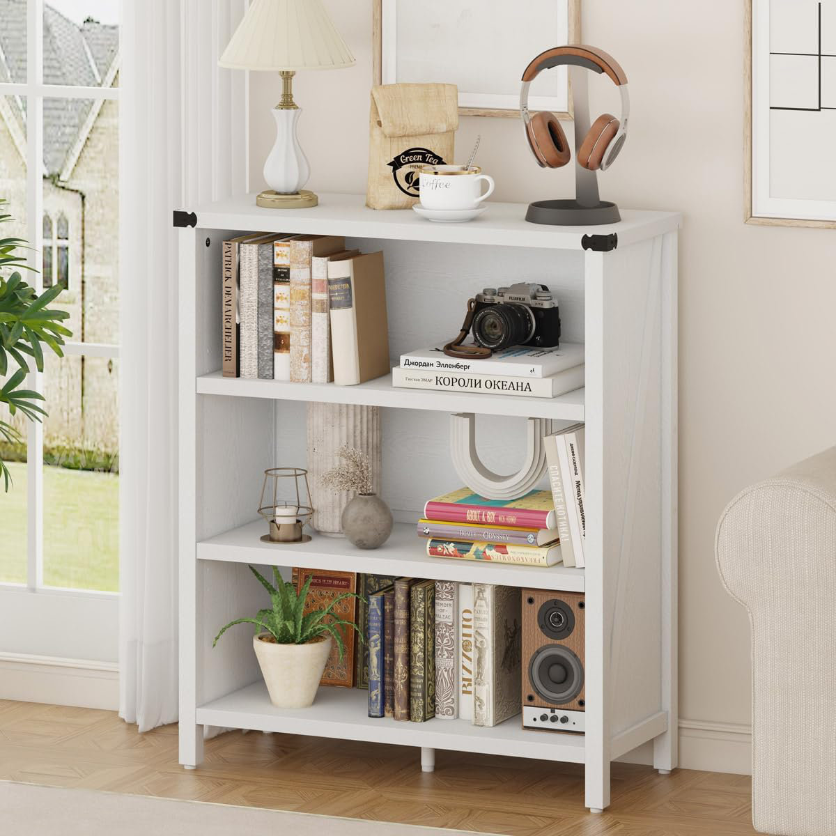 Lark Manor Bookshelf, 3 Tier Bookcase, Farmhouse Wooden Book Cases ...