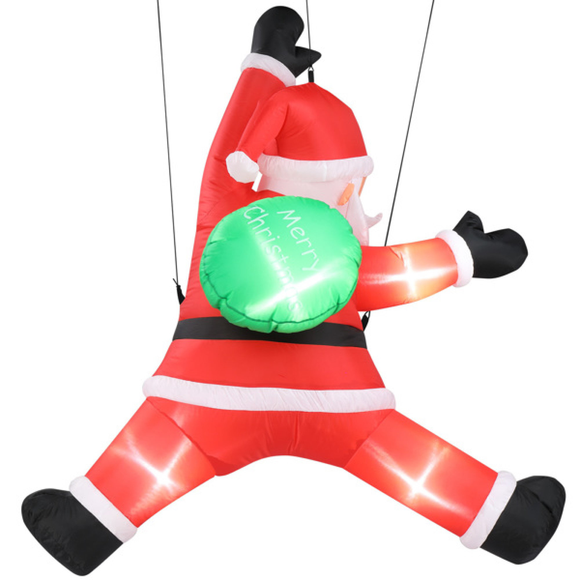 The Holiday Aisle® 4.9 Ft Lighted Christmas Inflatable Decoration, Inflatable Hanging Santa ...