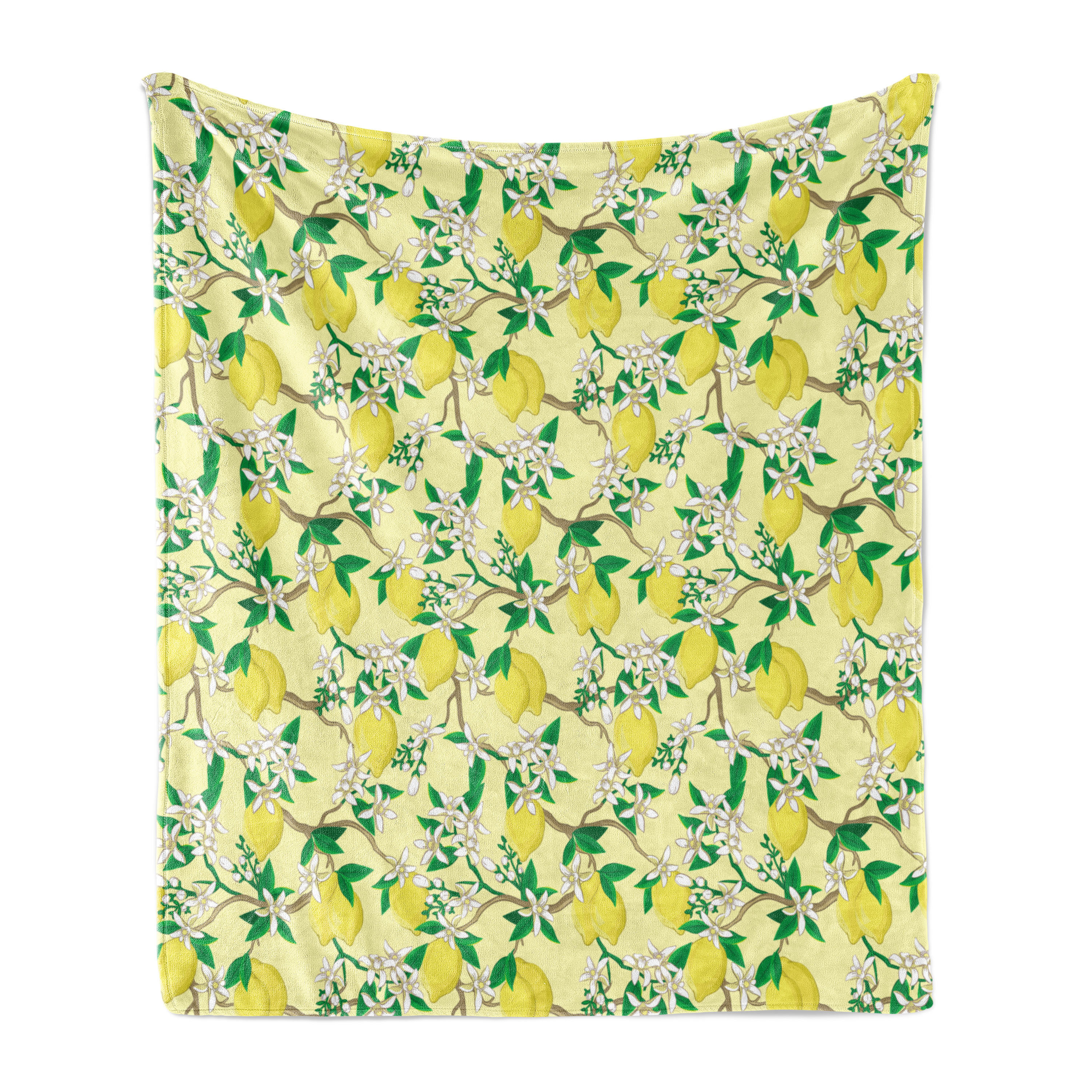 Ambesonne Lemons Fleece Throw Blanket Blooming Lemon Flowers | Wayfair