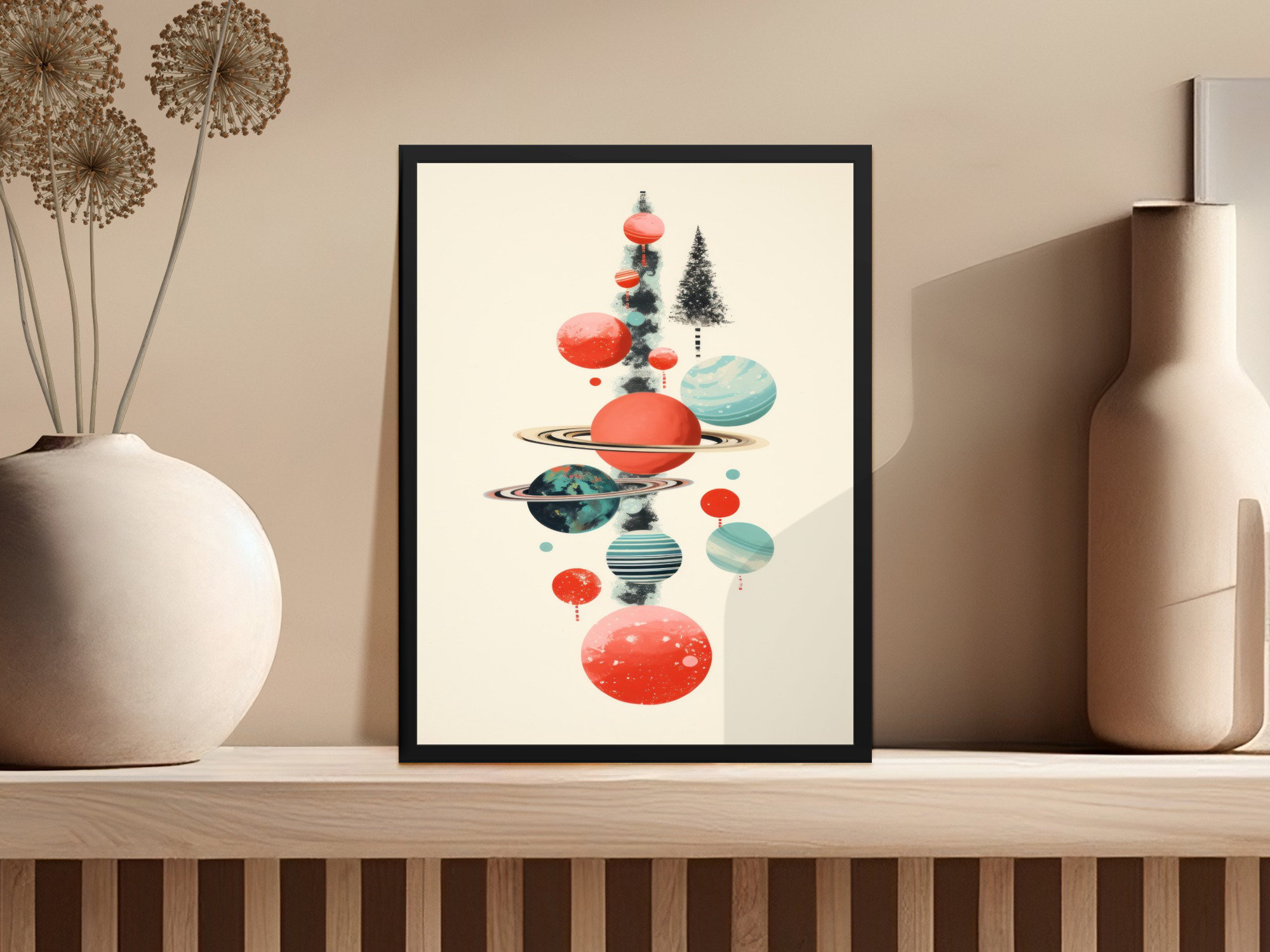 Brayden Studio Planets in Formation Modern Abstract Art Framed Poster ...