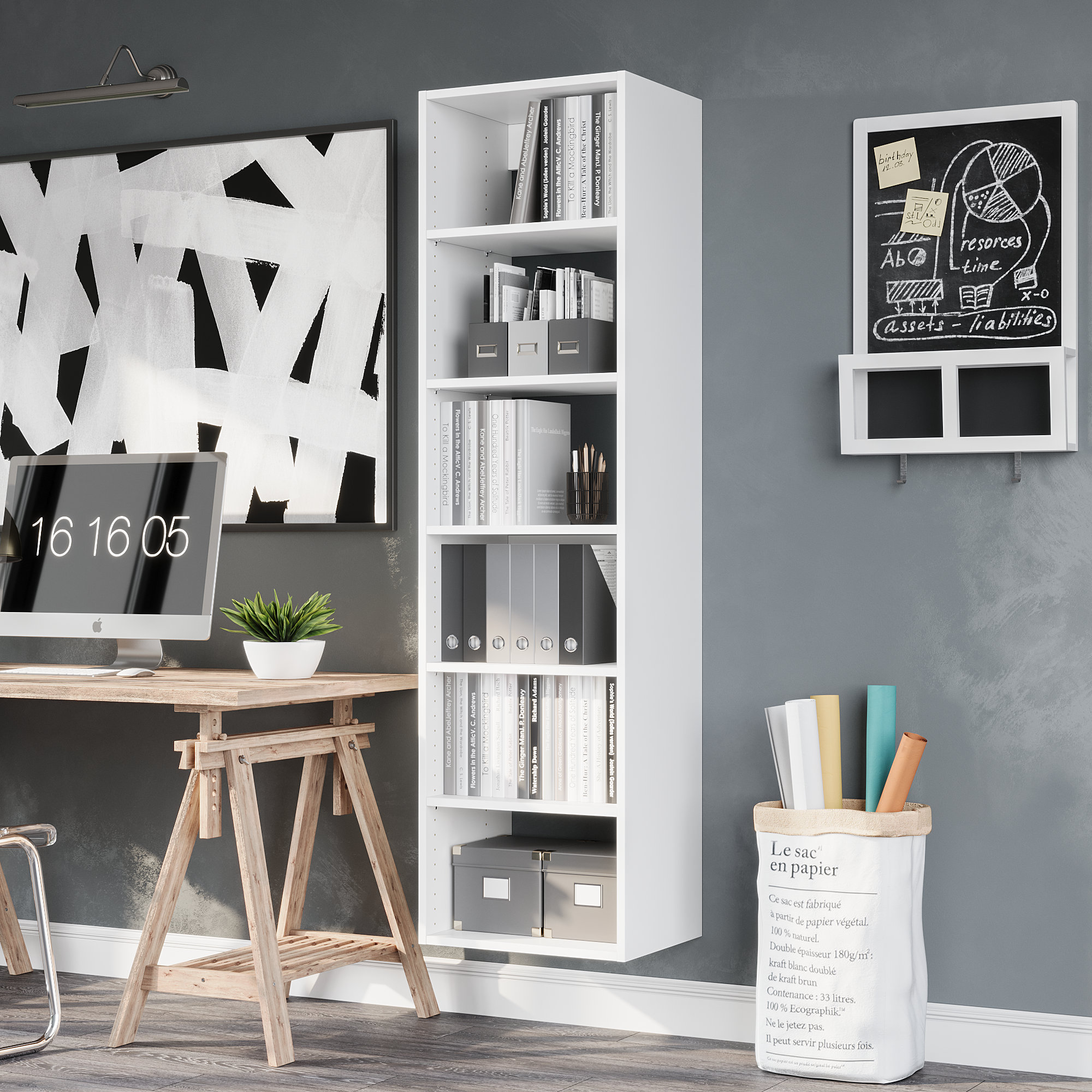 Latitude Run® Bardell 19.5'' 5-Tiers wooden wall-mounted storage unit ...