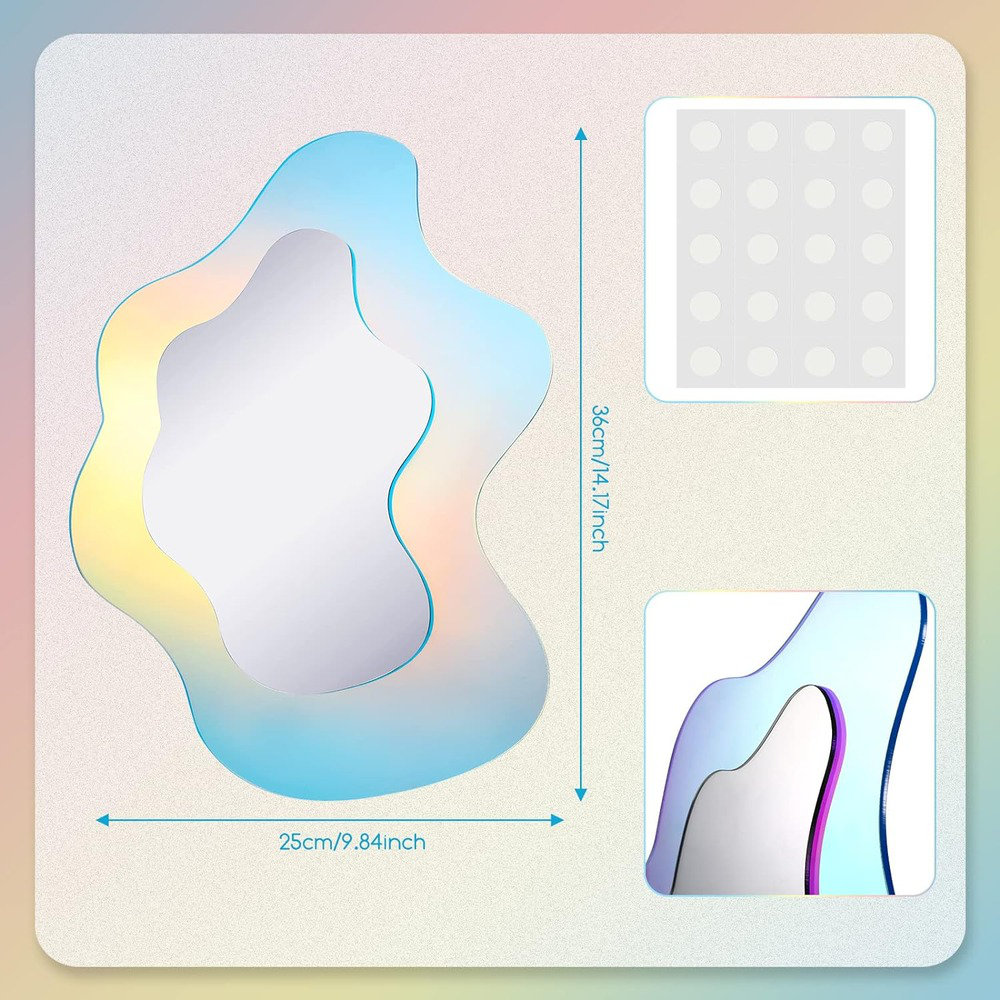Dakota Fields Wavy Acrylic Mirror Rainbow Irregular Aesthetic Vanity ...
