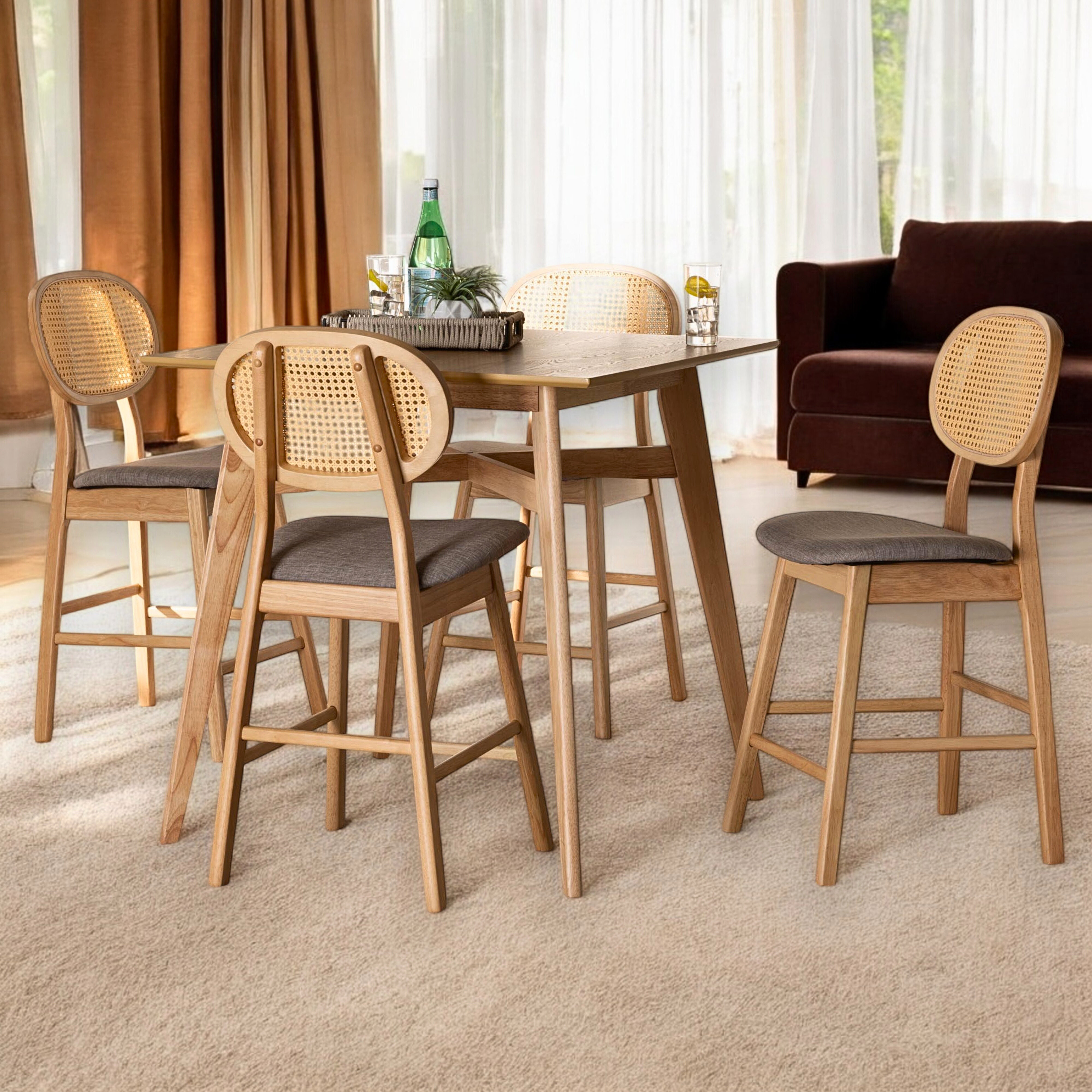 George Oliver Casey 5-Piece Mid-Century Modern Pub Set with Fabric ...