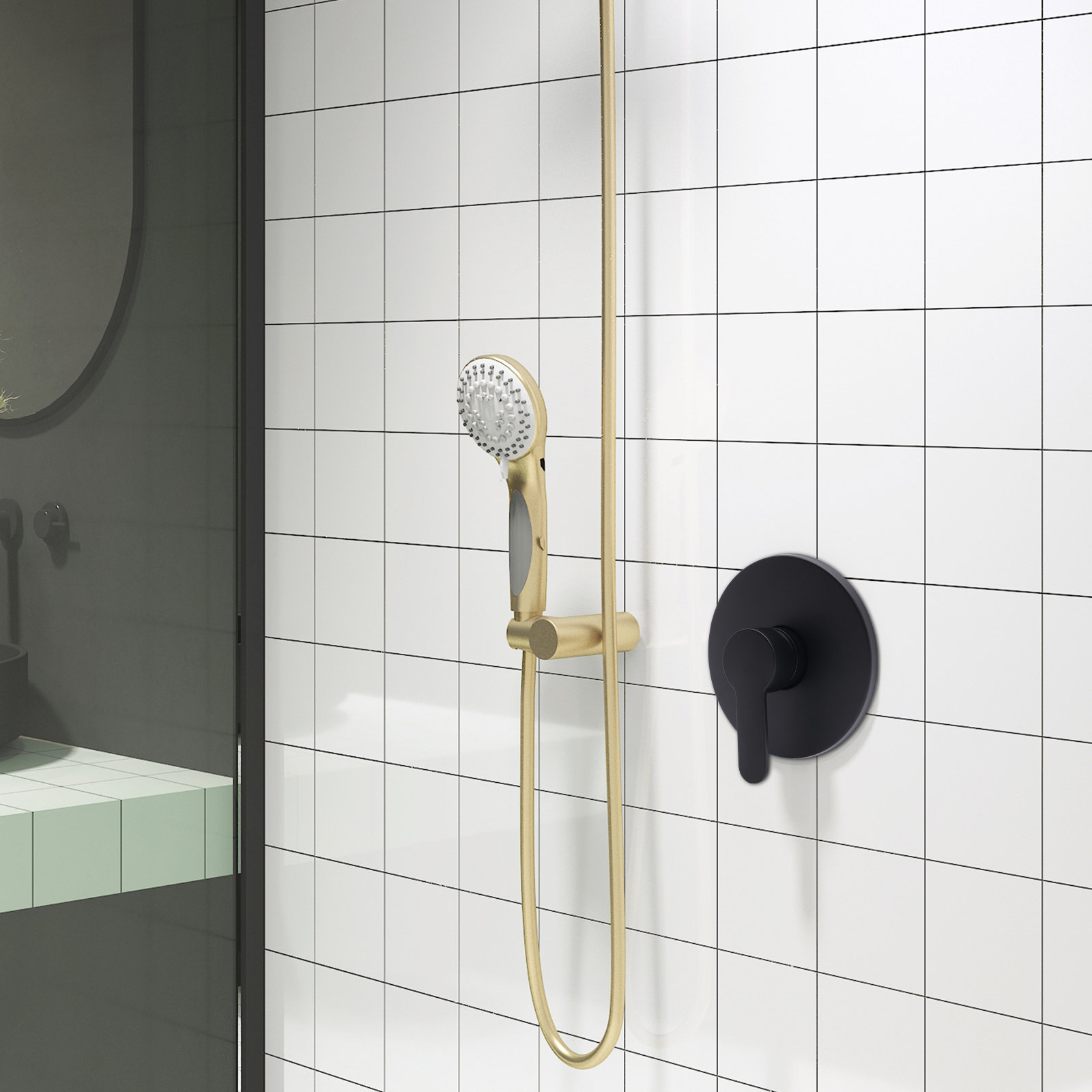 YINXIER Single Function Shower Handle Valve Bathroom Trim Kit Rough-In ...