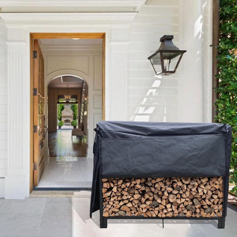 Arlmont & Co. Firewood Heavy Duty Log Rack, Metal Pile Storage Stacker ...