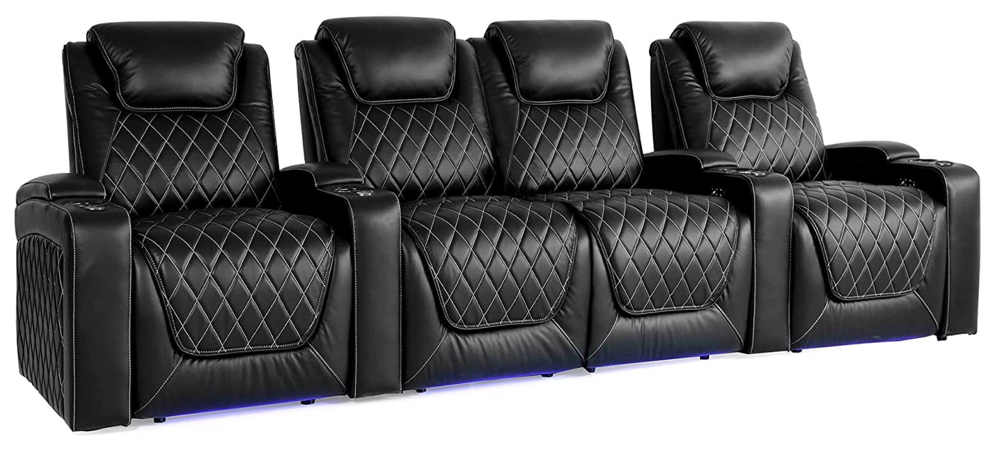 Valencia Theater Seating 124'' Wide Genuine Leather Home Theatre Sofa ...