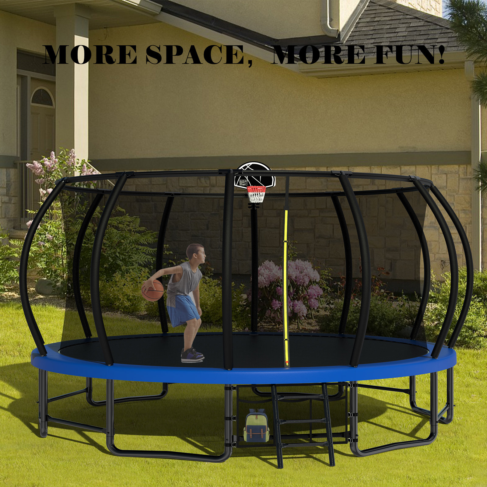 Modern Luxe Furniture 15' Round Backyard Trampoline with Safety ...