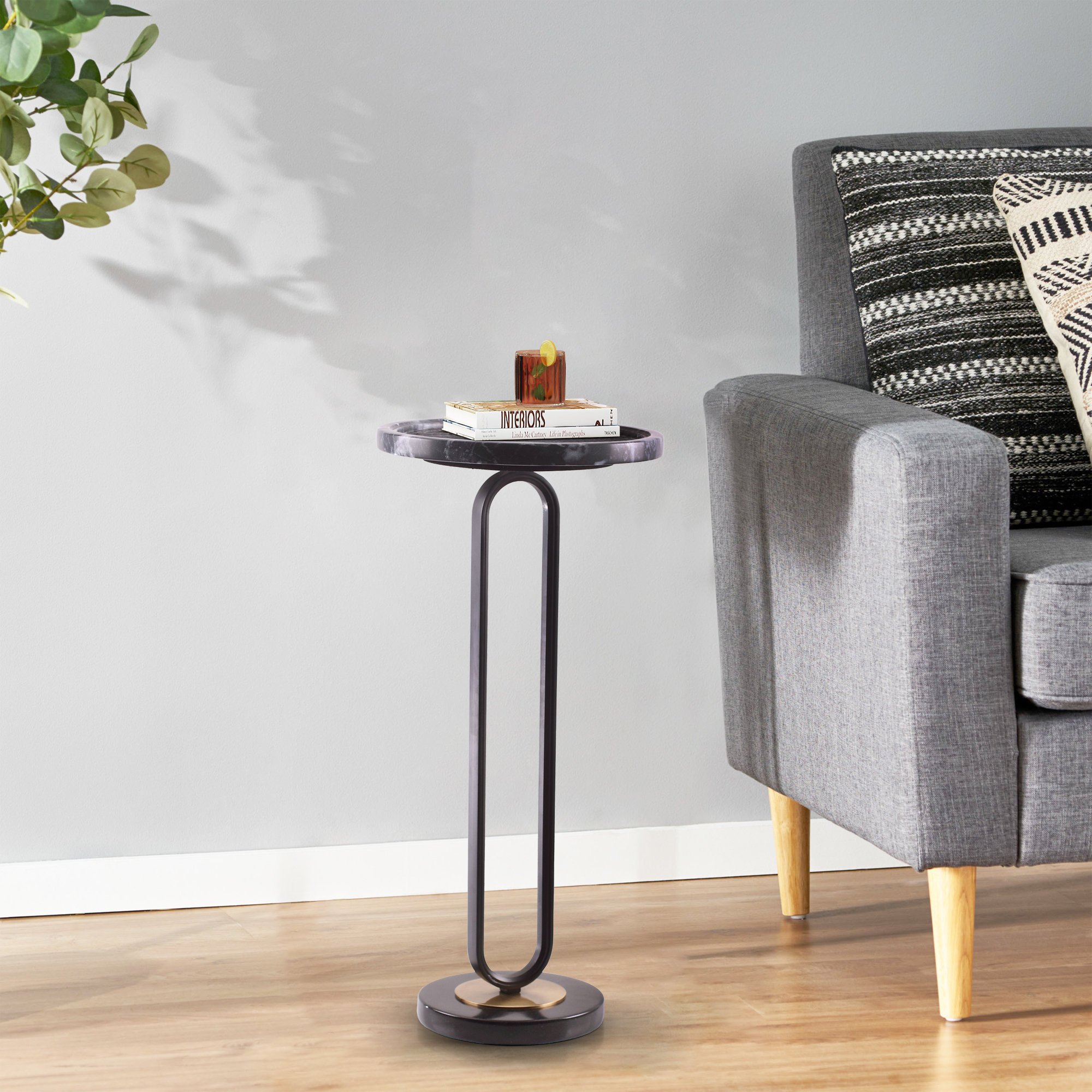 Wrought Studio™ 25" Tall Marble Top End Table | Wayfair