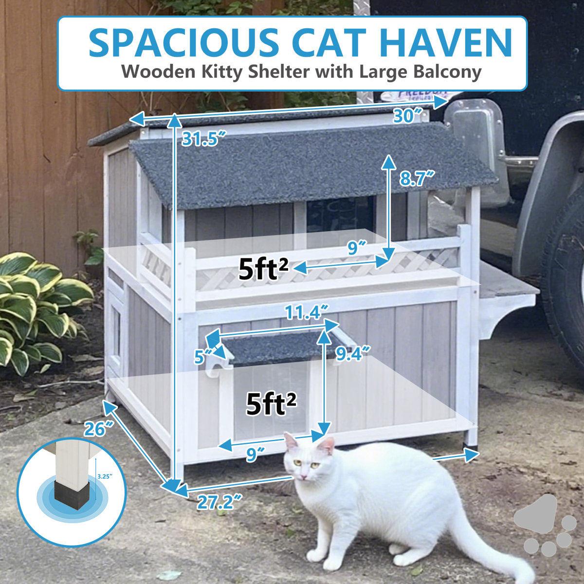 Tucker Murphy Pet™ Two-story Cat House With Balcony & Reviews | Wayfair