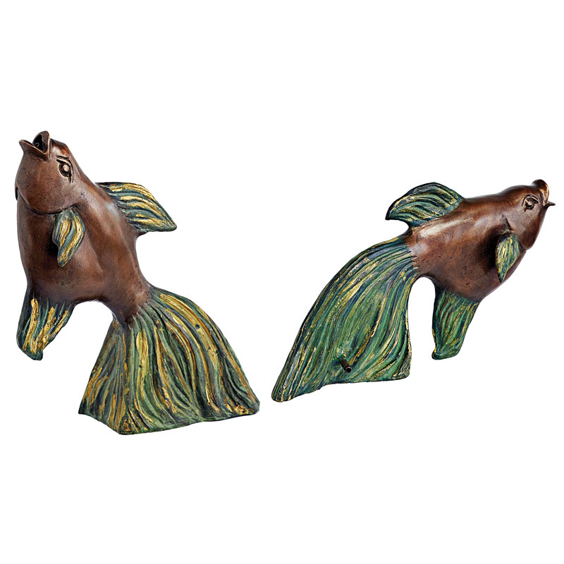 Design Toscano 2-Piece Metal Betta Fish Spitters | Wayfair