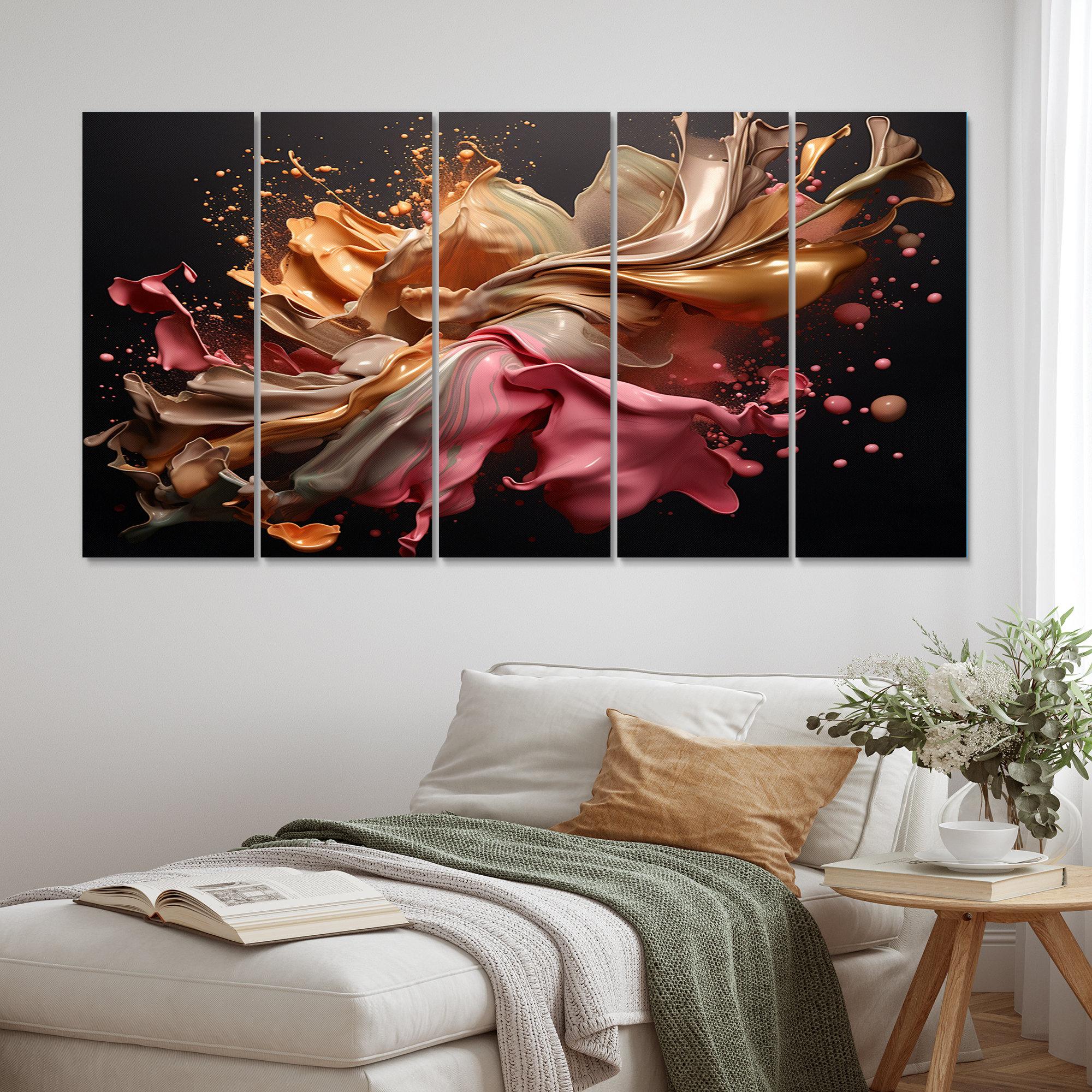 Ivy Bronx Sudden Joy Abstract Pink And Gold Splash I - Abstract Canvas ...