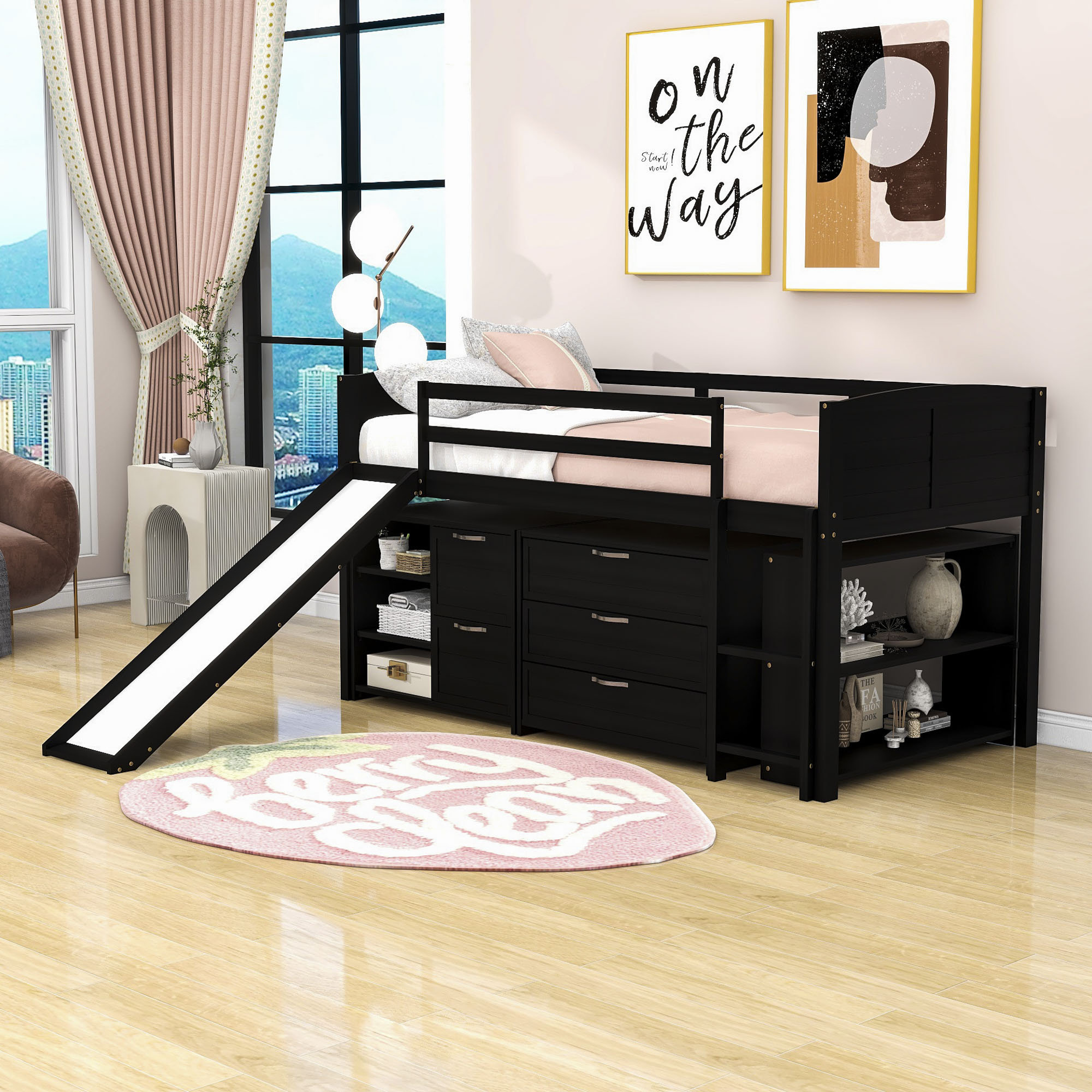Harriet Bee Guinther Twin 5 Drawer Loft Bed with Shelves by Harriet Bee ...