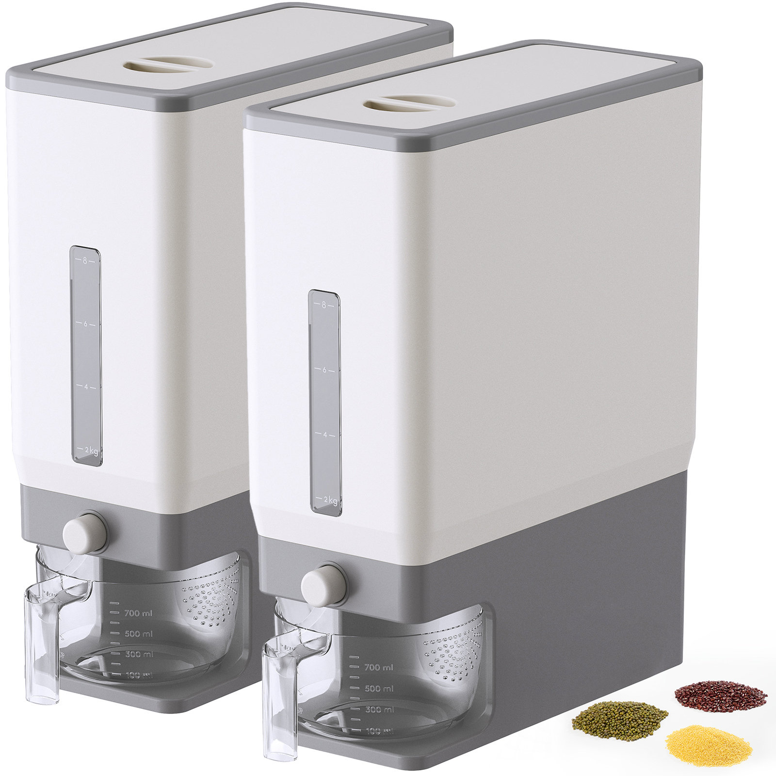 Prep & Savour 2 Pack Rice Dispenser 25 Lbs(11.3kg), Rice Storage ...