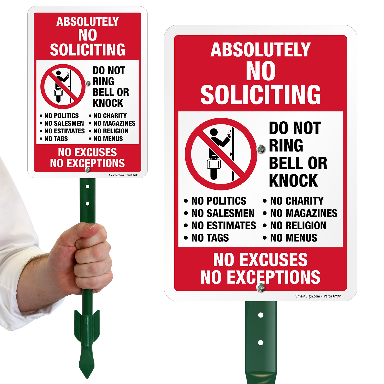 SmartSign Absolutely No Soliciting - Do Not Ring Bell Or Knock, No ...