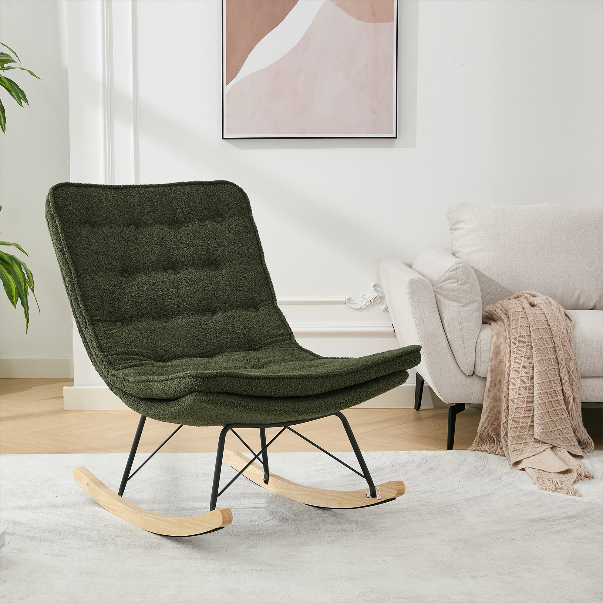 George Oliver Lazy Rocking Chair,Comfortable Lounge Chair with Wide ...