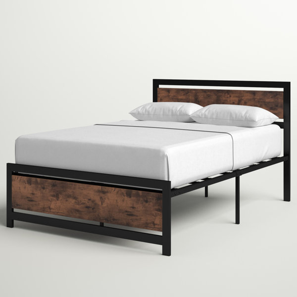 Sand & Stable Troy Bed,Metal and Wood Bed Frame with Headboard and ...