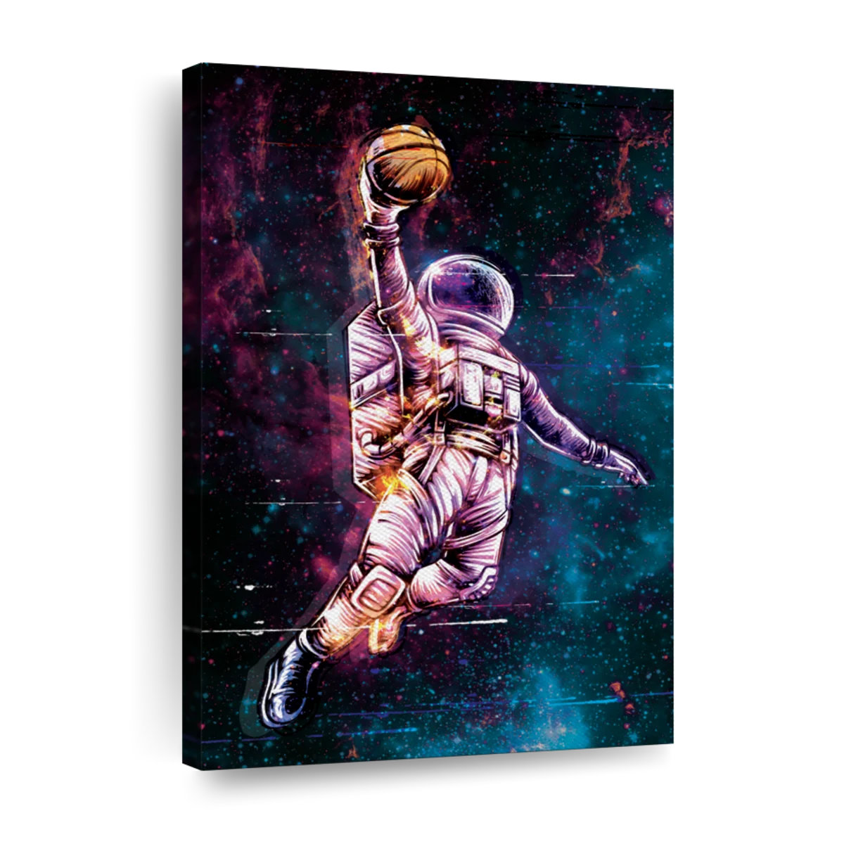 Trinx Neon Space Dunk On Canvas Print | Wayfair