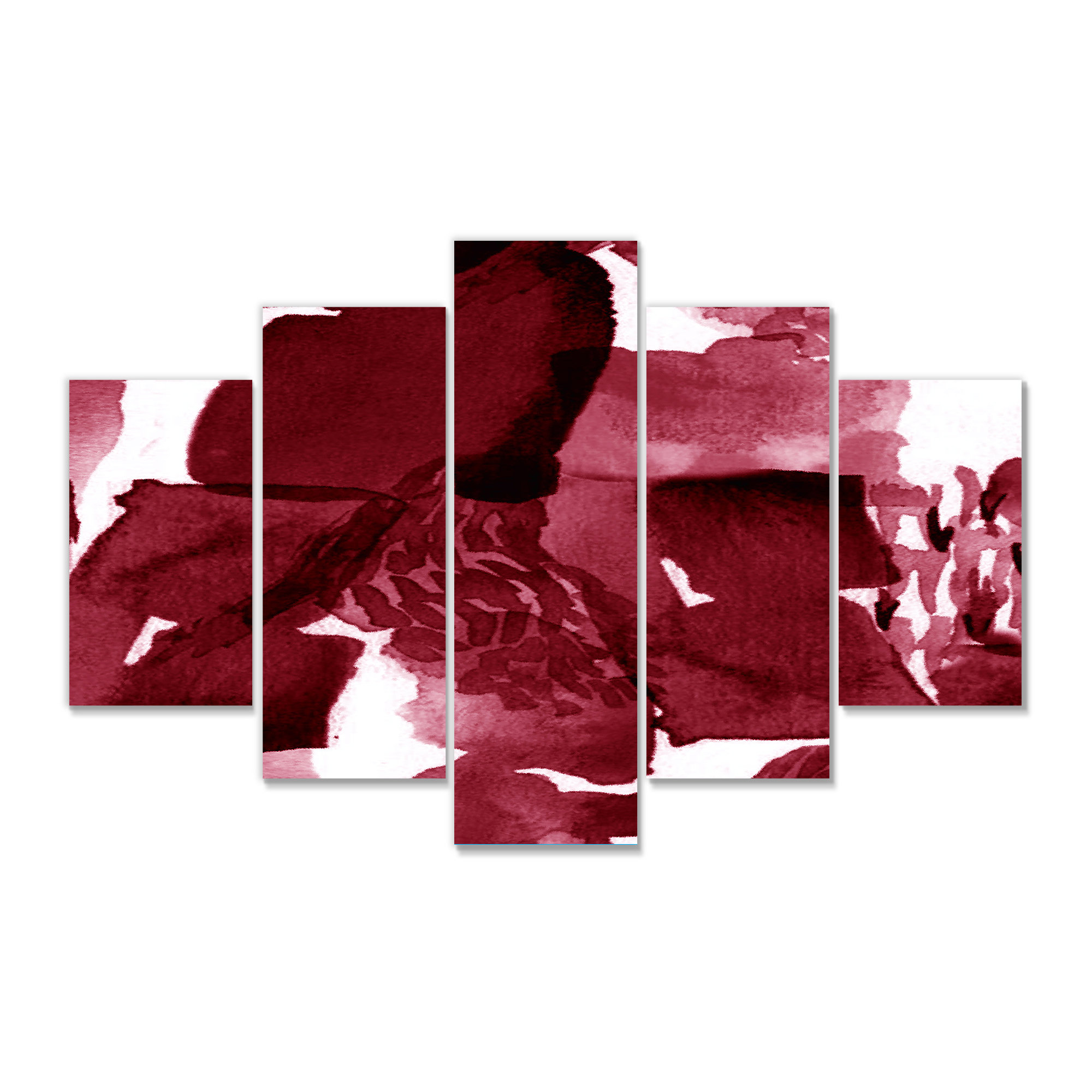 DesignArt " Abstract Burgundy Strokes On White " 5 - Pieces Painting ...