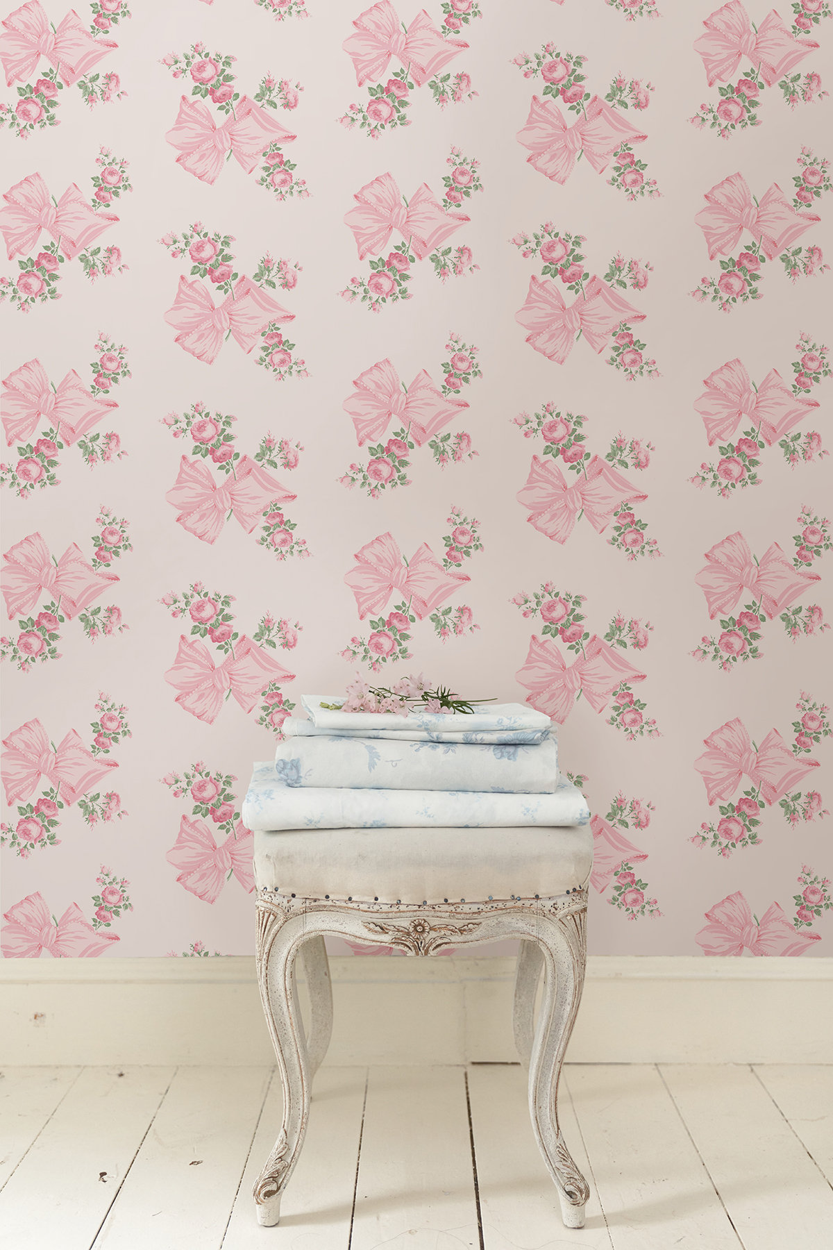 LoveShackFancy Rosa Beaux Pastel Bow 33' L x 20.5" W Wallpaper Roll ...