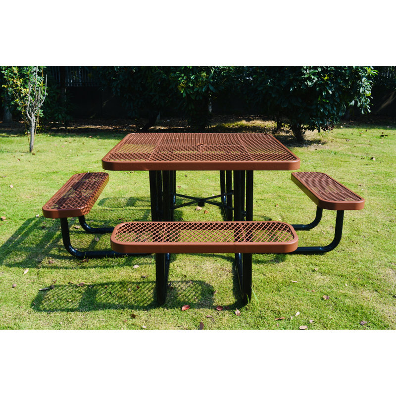 Arlmont & Co. Requan Square 80'' L x 80'' W Outdoor Picnic Table | Wayfair