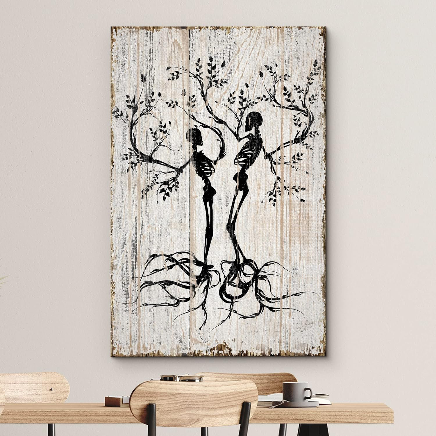 SIGNLEADER Print Wall Art Spooky Skeleton Tree on Wood Nature Modern ...