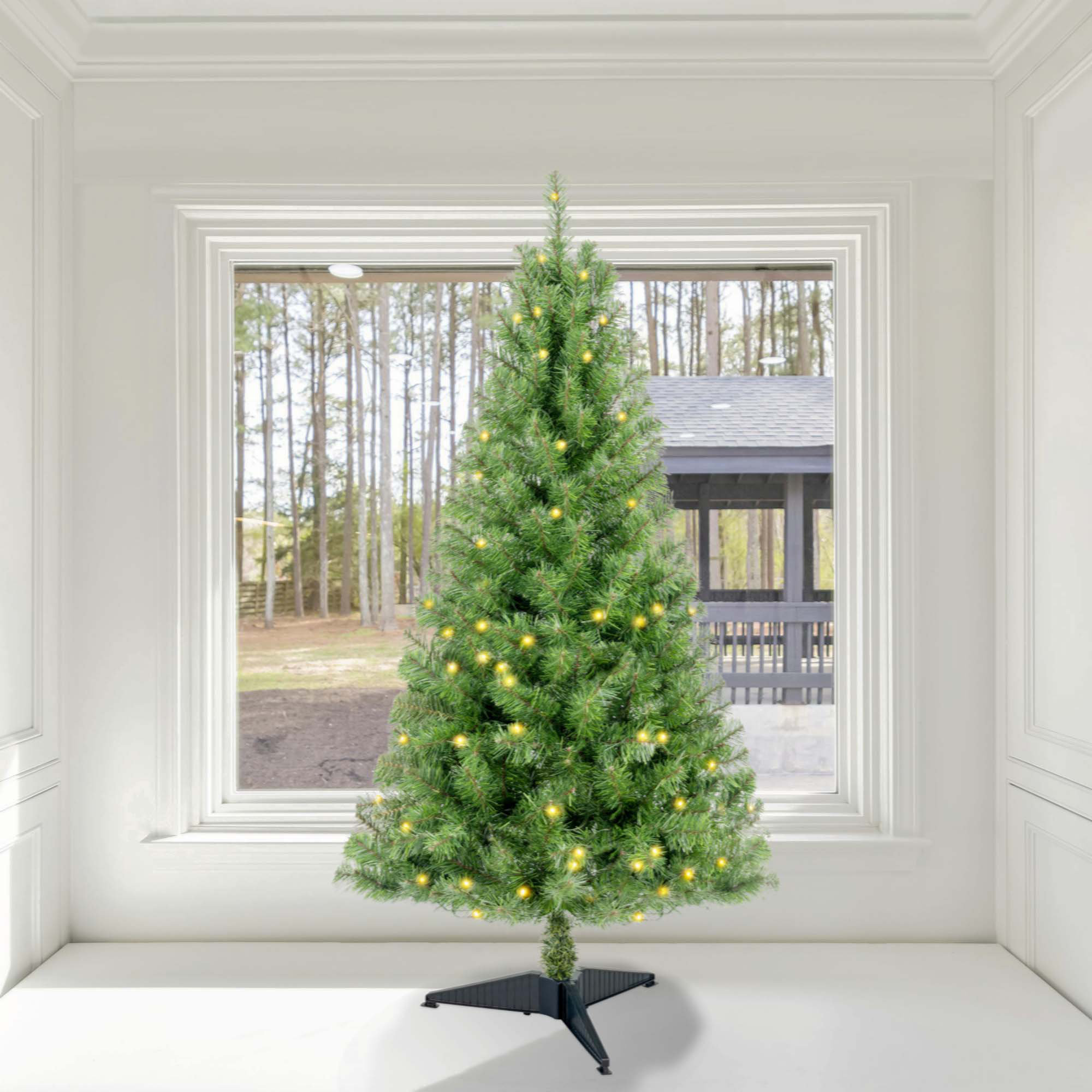The Holiday Aisle® 4Ft Artificial Christmas Tree Prelit With Stand,100 ...