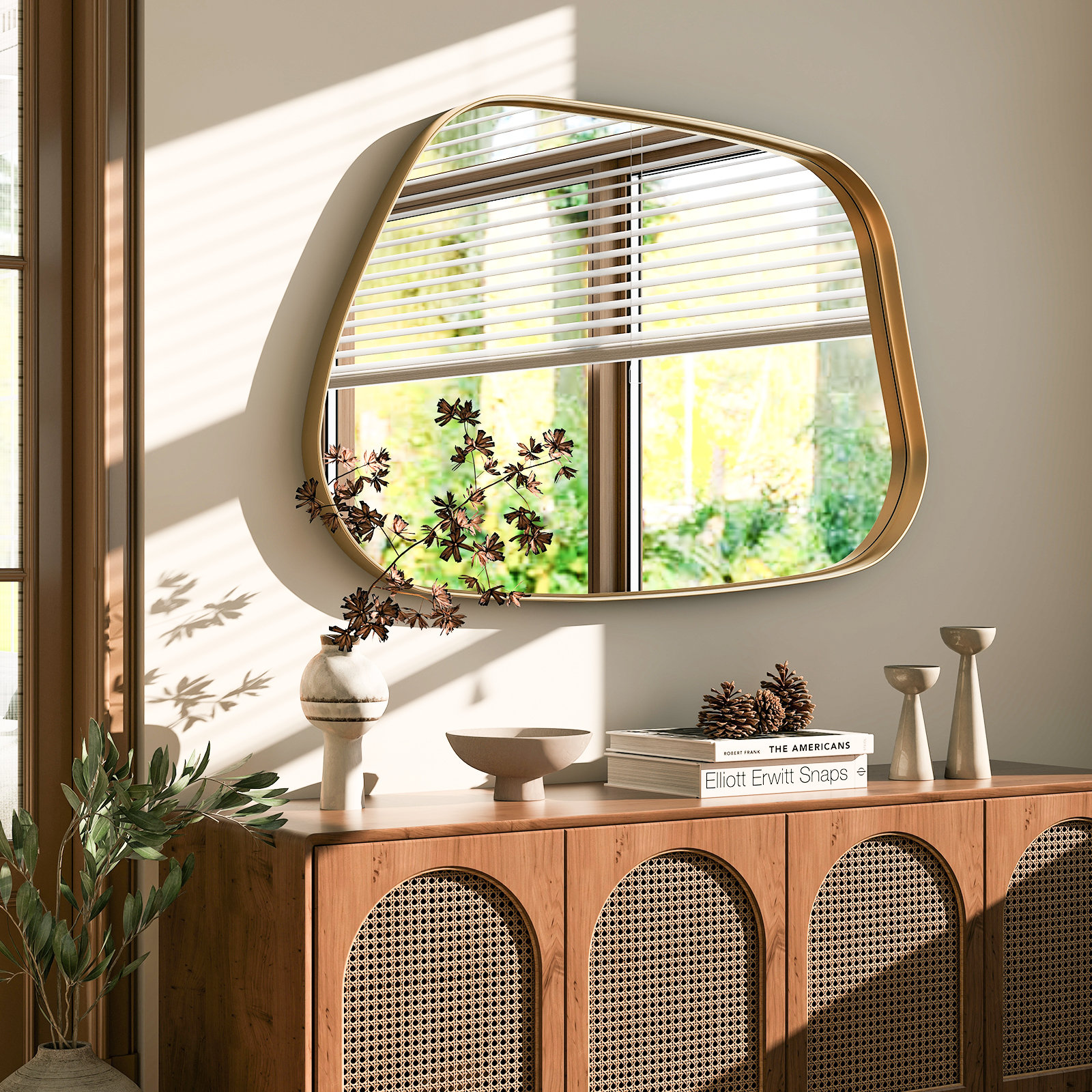 Ebern Designs Aluminum Asymmetrical Wall Mirror With Deep Frame ...