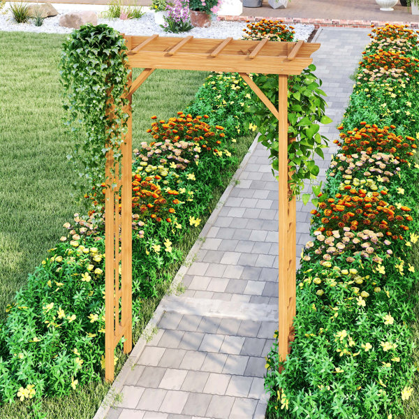 Red Barrel Studio® Wooden Arbor Wedding Arch – 3-in-1 Plant Trellis ...