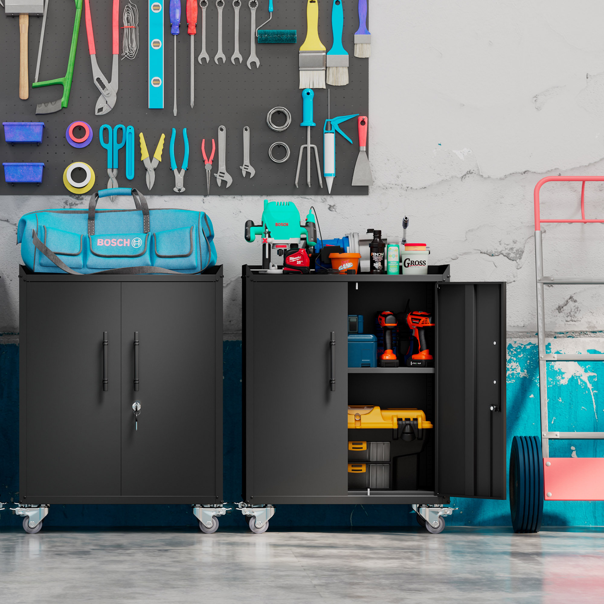 WFX Utility™ 2 Door Tool Cabinets For Garage, Lockable Garage Storage ...