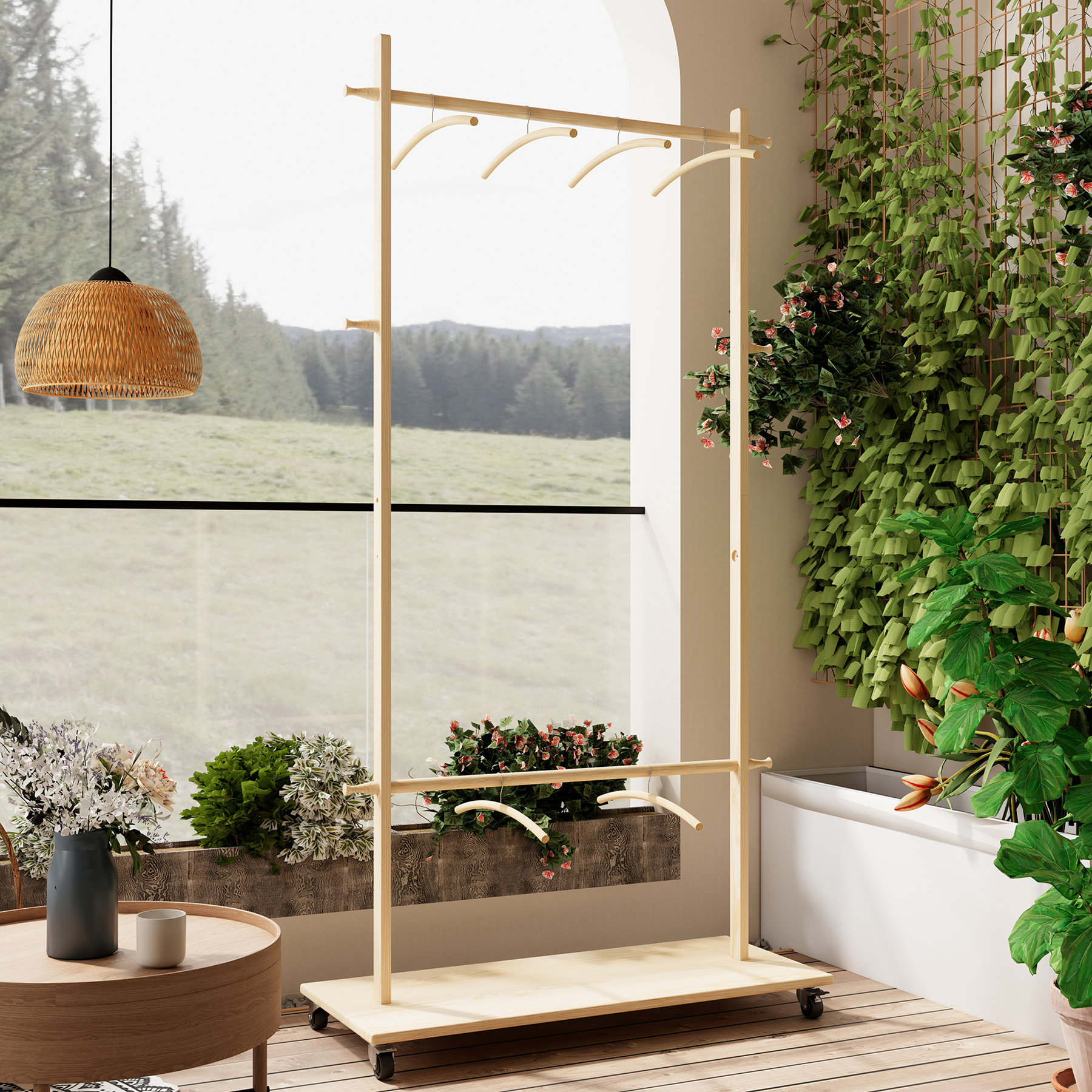 Rebrilliant 38.2" Solid Wood Clothing Rack | Wayfair