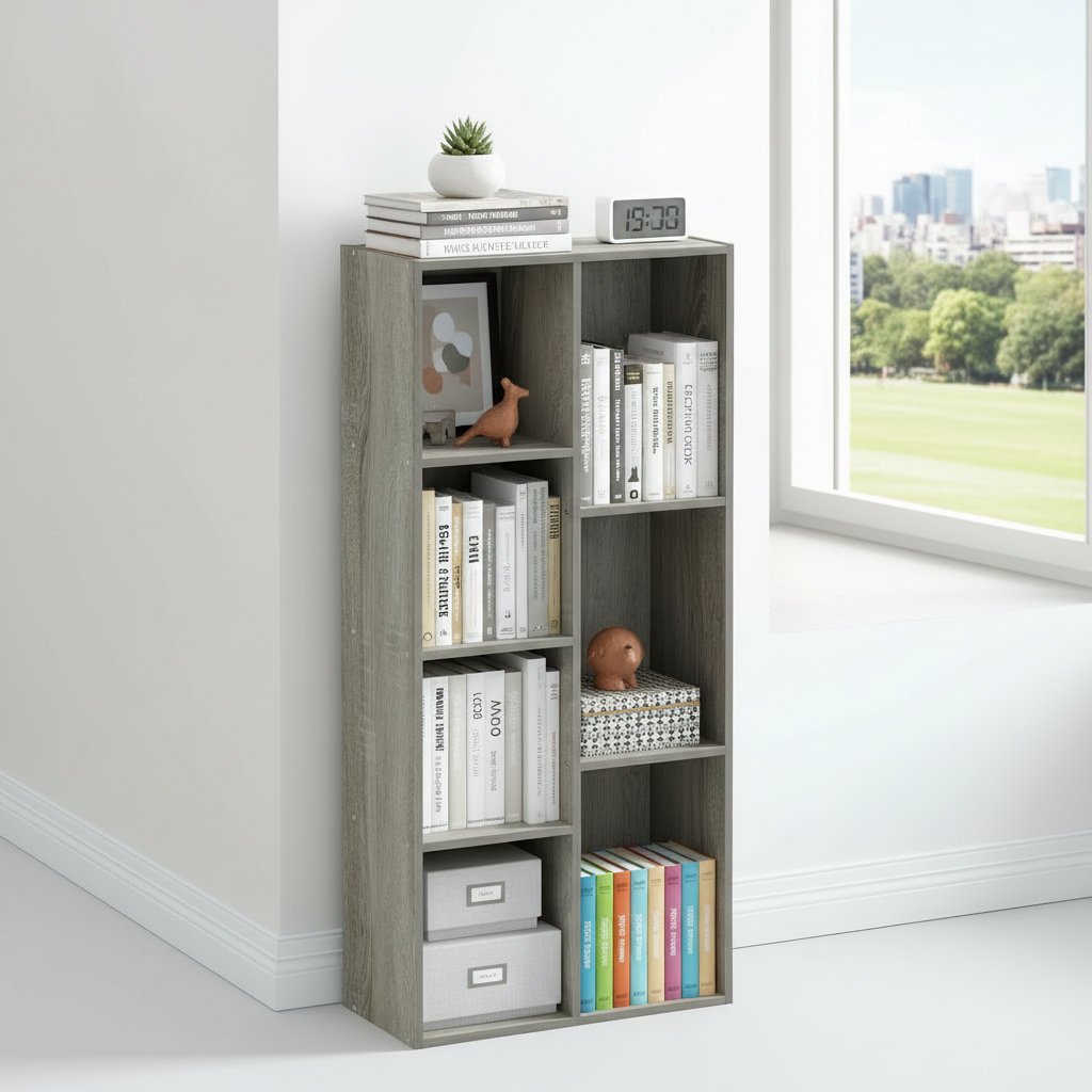 Latitude Run® 7-Shelf Storage Bookcase, French Oak Versatile Style ...
