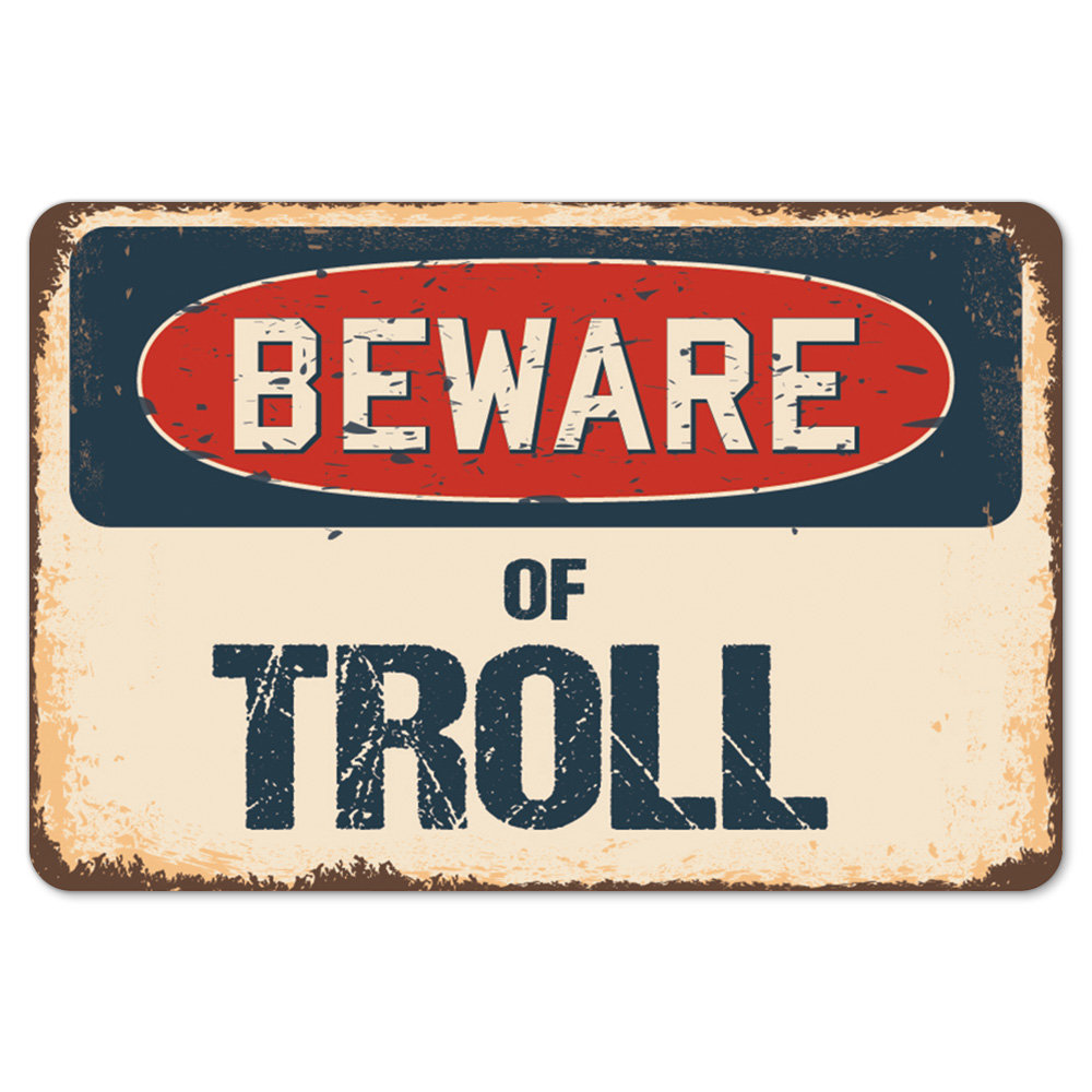 SignMission Beware Of Troll Rustic Sign Rustic Distressed Vintage Look ...