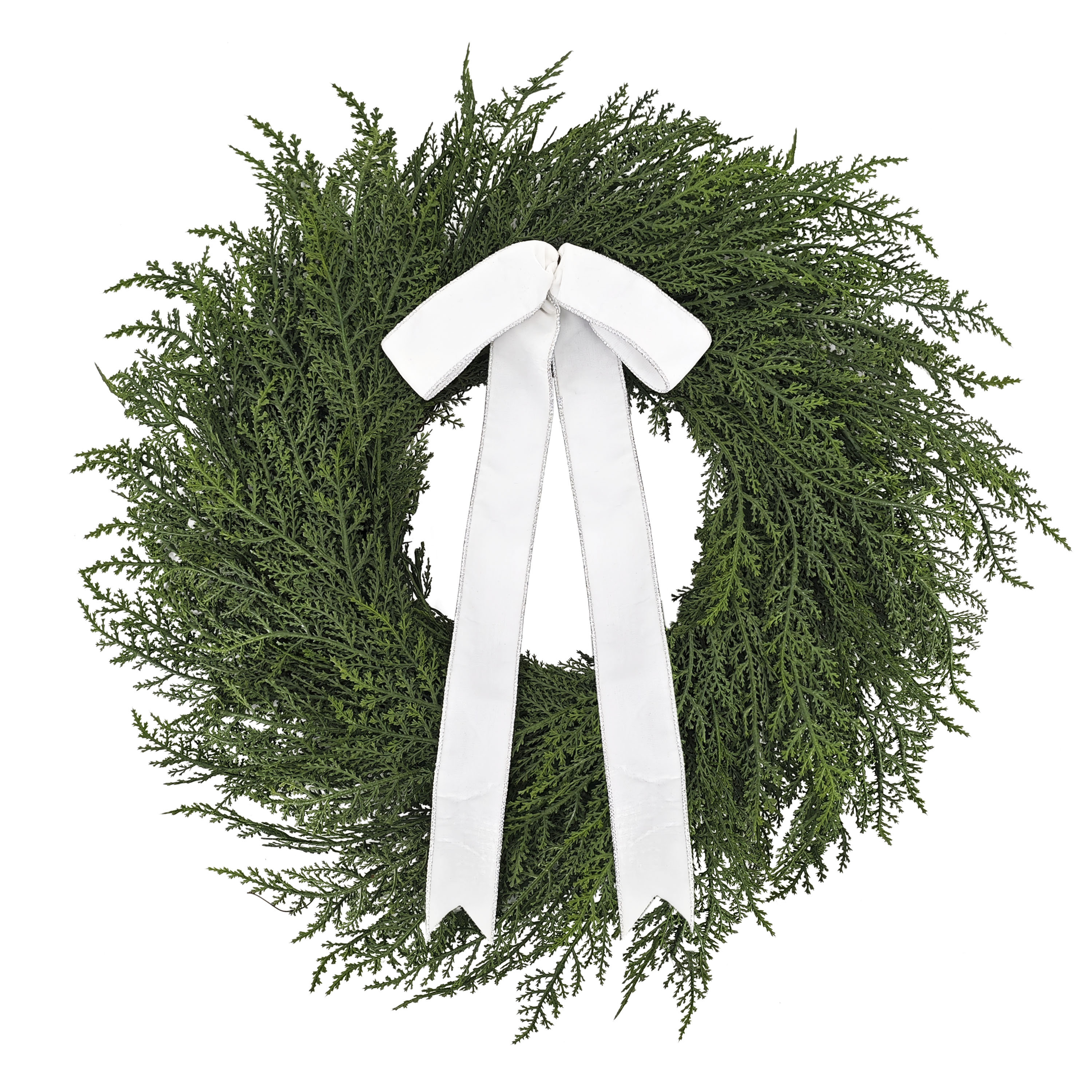 Charlton Home® 22 Inch Artificial PE Cypress Christmas Wreath with Bow ...