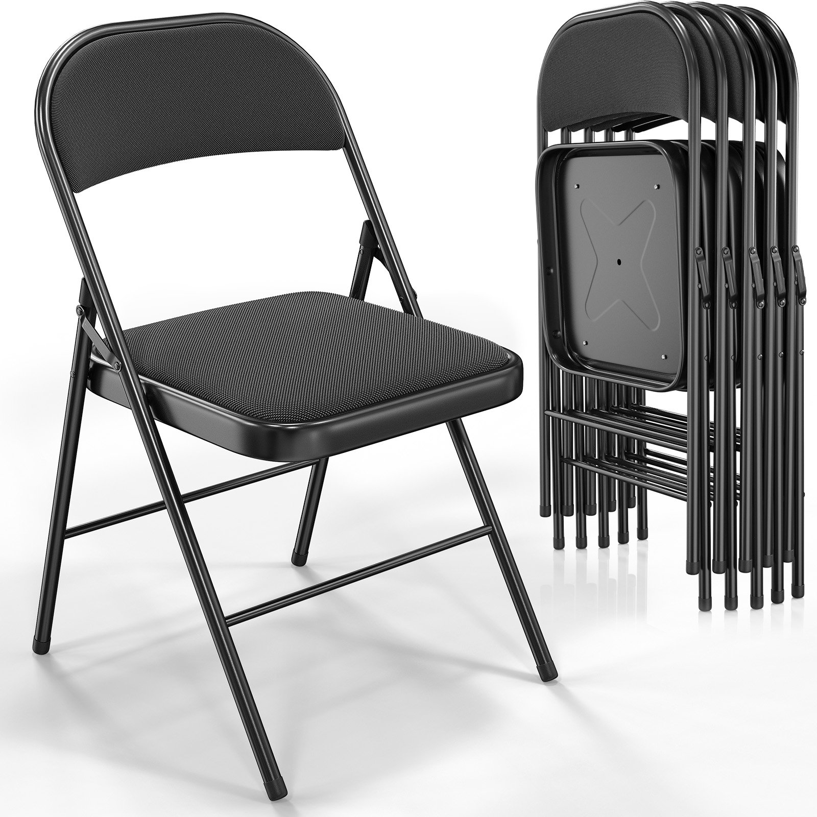 Inbox Zero Upholstered Padded Stackable Folding Chair Folding Chair Set ...