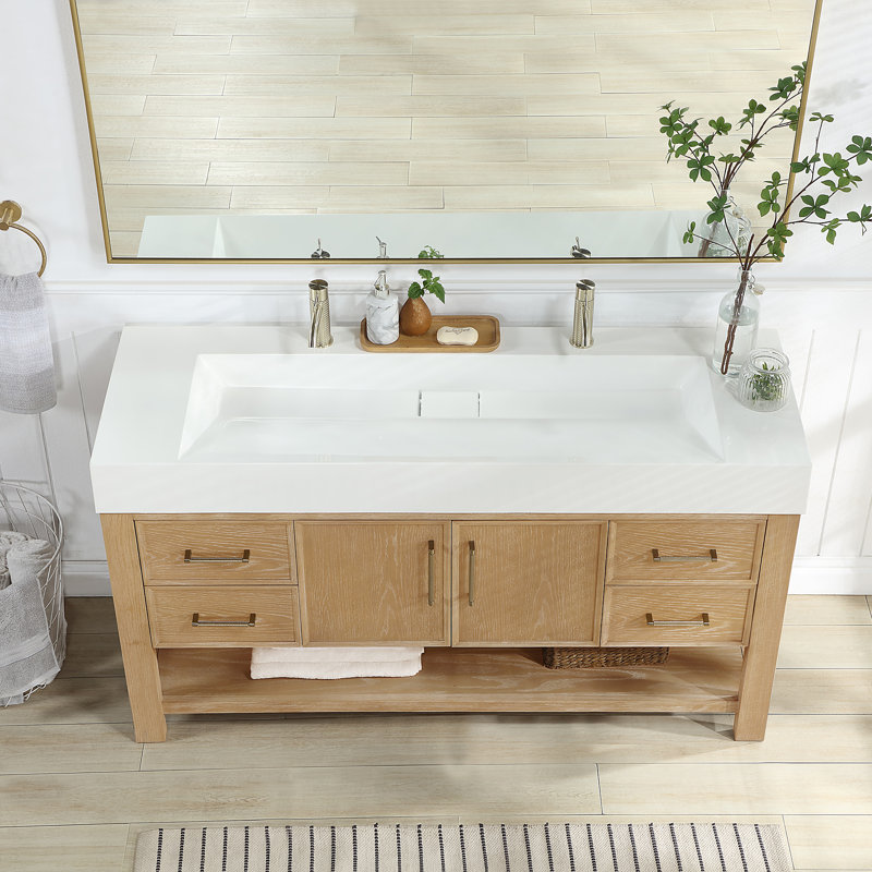 Birch Lane™ Maho 60" Single Bath Vanity in Washed Ash Gray with ...