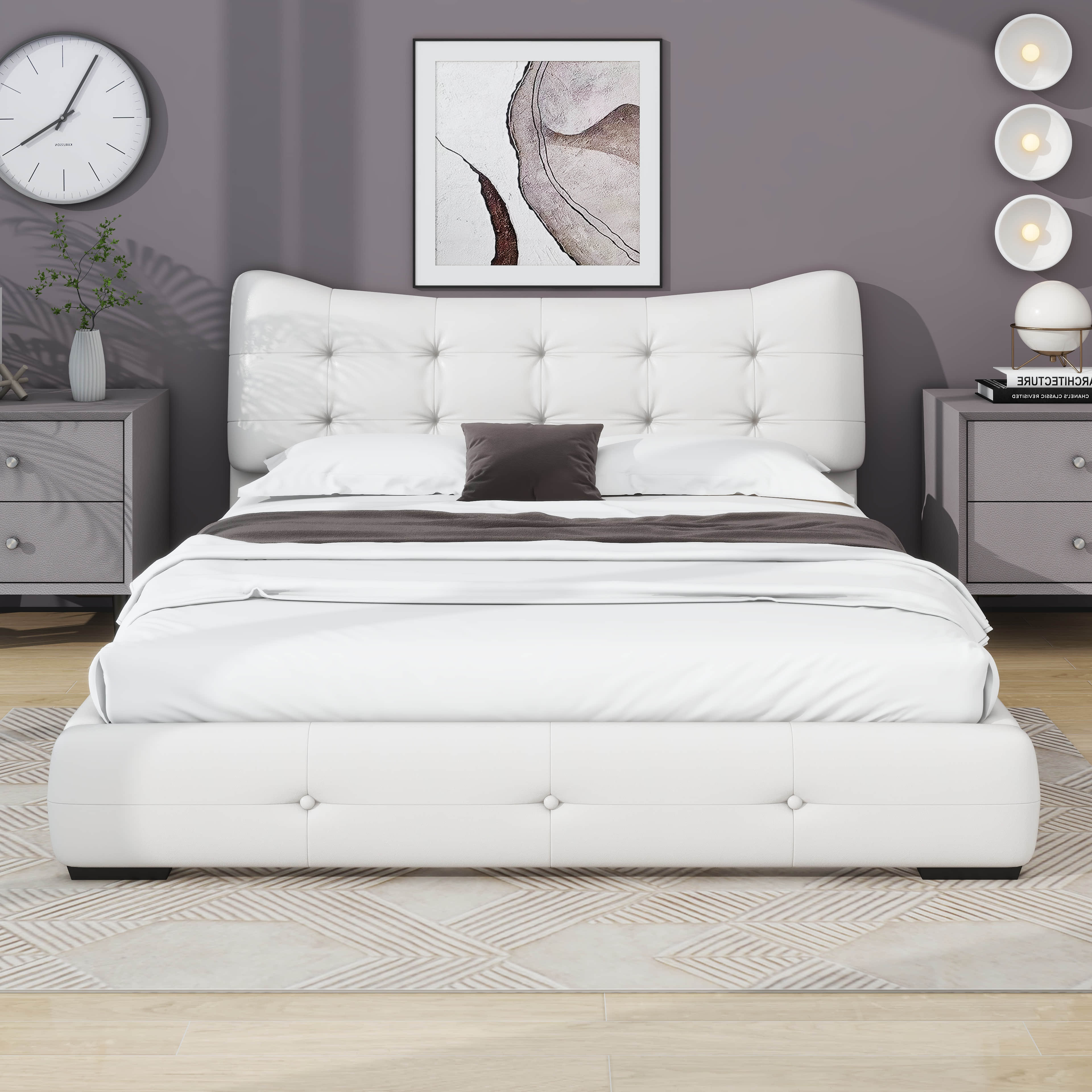 Winston Porter Modern Queen Size Platform Bed Frame With Ergonomic ...