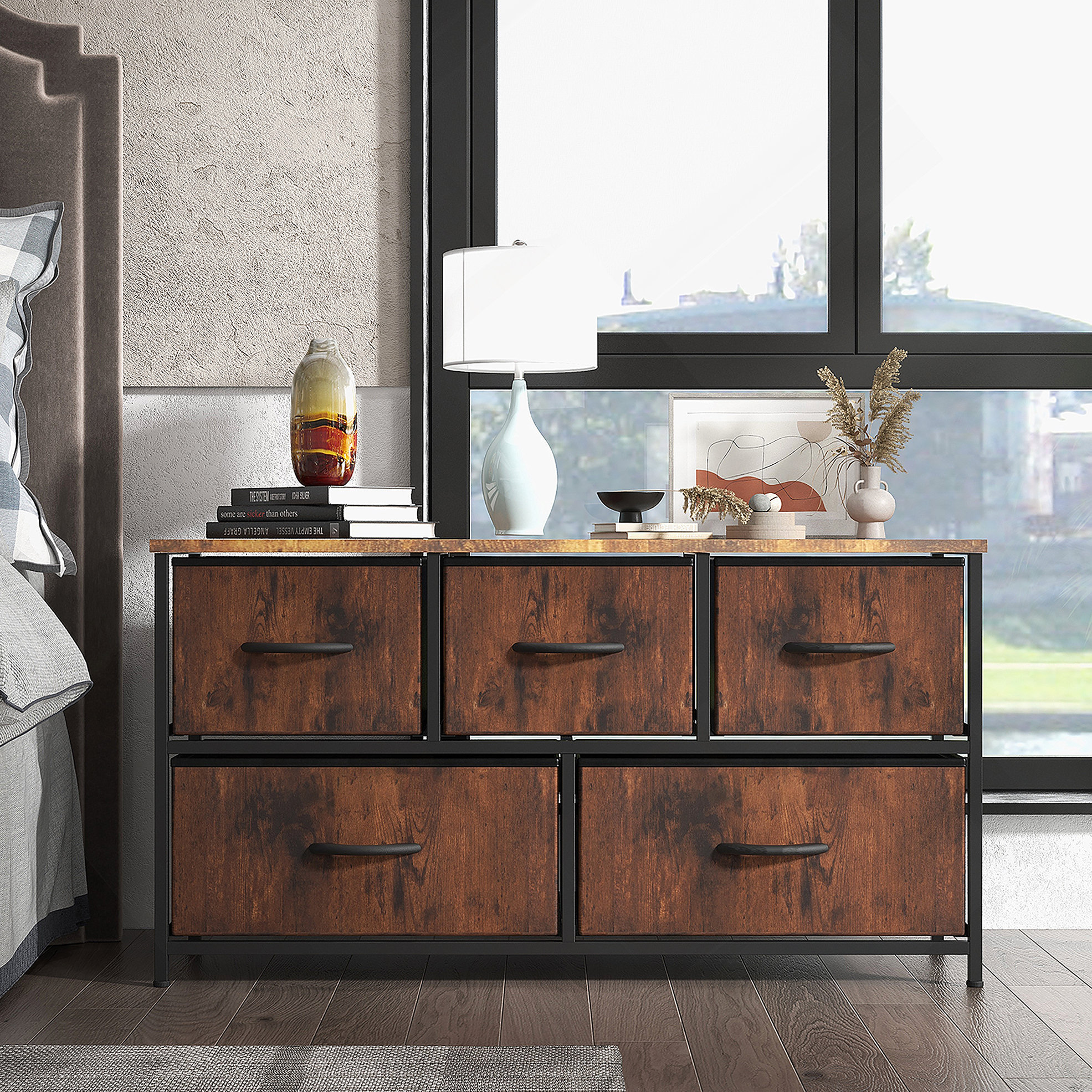 17 Stories Dresser for Bedroom Storage Drawers Fabric Storage Tower ...