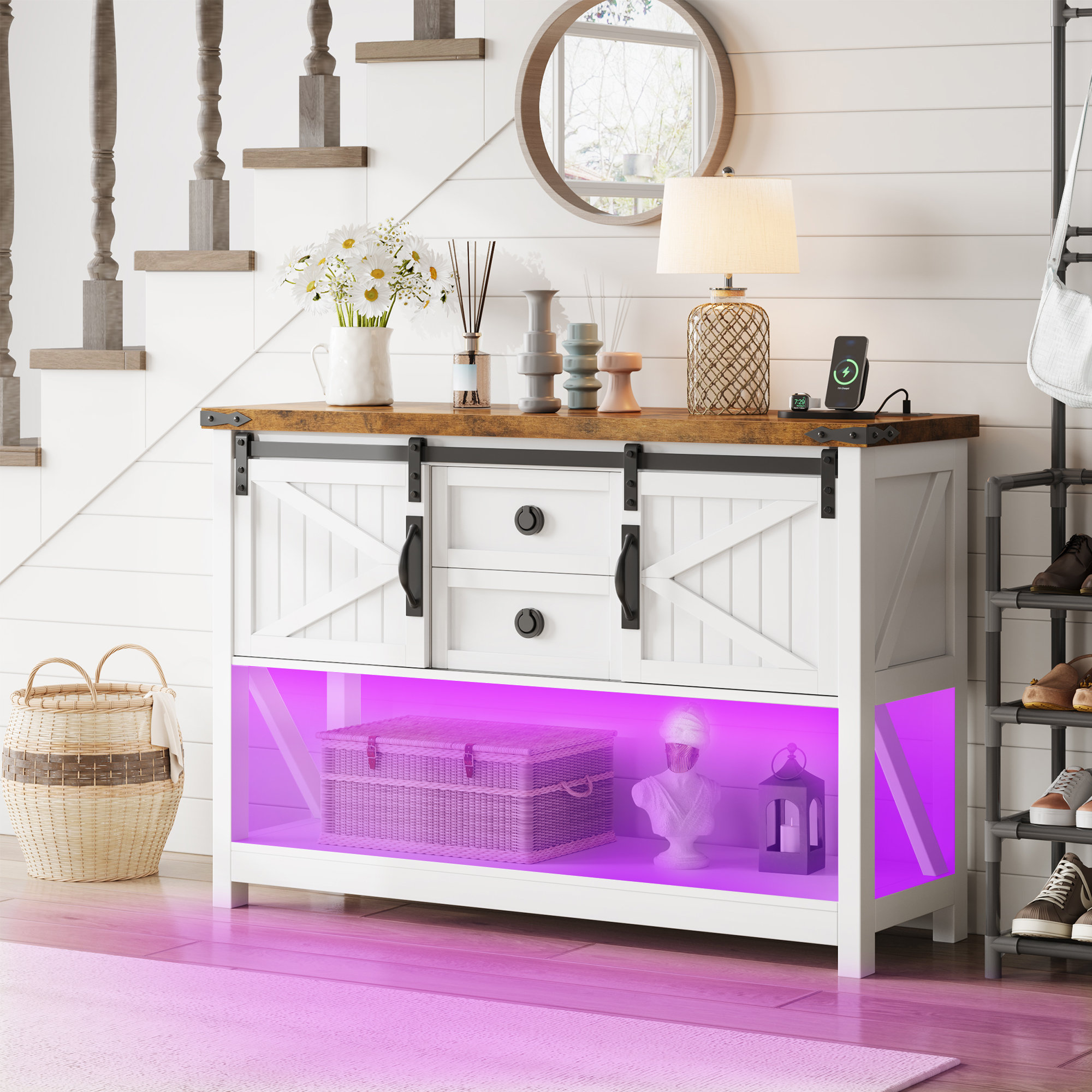 Gracie Oaks Miren 46'' Console Table Farmhouse Entryway Table ...