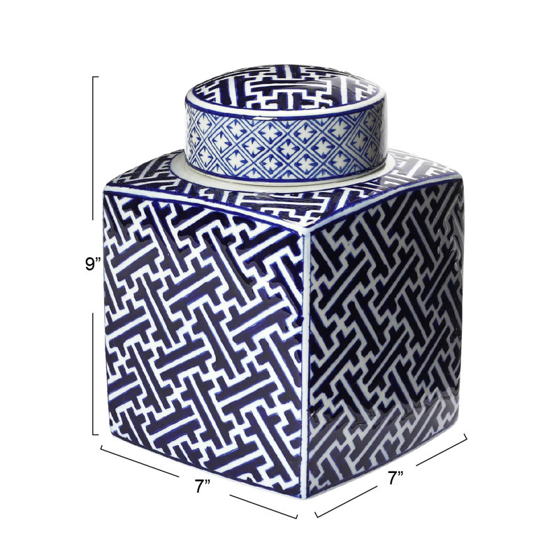 Birch Lane™ Chadwicks Decorative Square Ceramic Ginger Jar with Lid ...