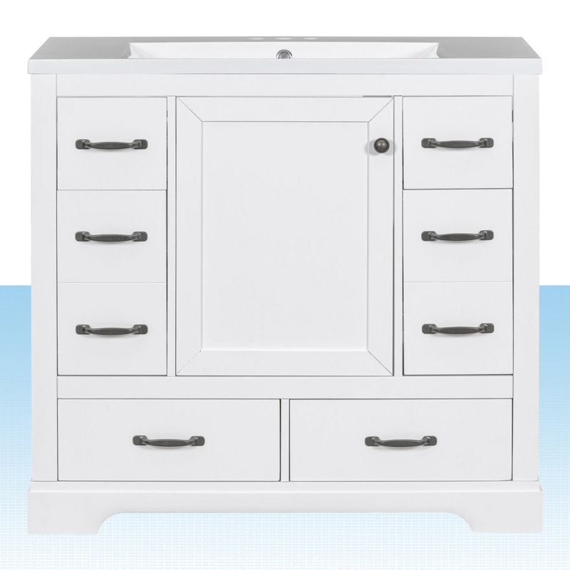 Winston Porter Raedon 36'' Single Bathroom Vanity with Ceramic Top ...