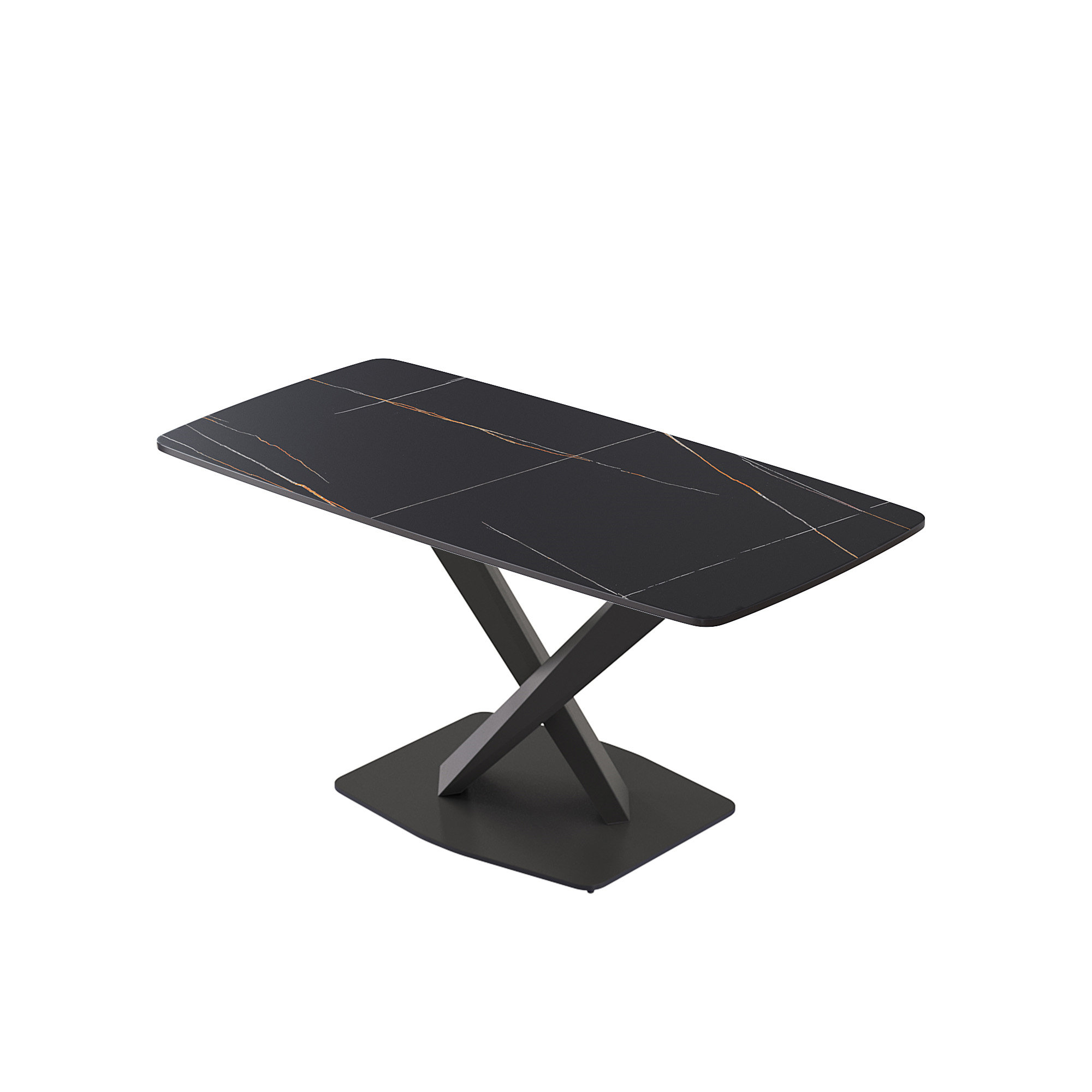 Ivy Bronx 63"Modern Artificial Stone Curved Metal Leg Dining Table -6 ...