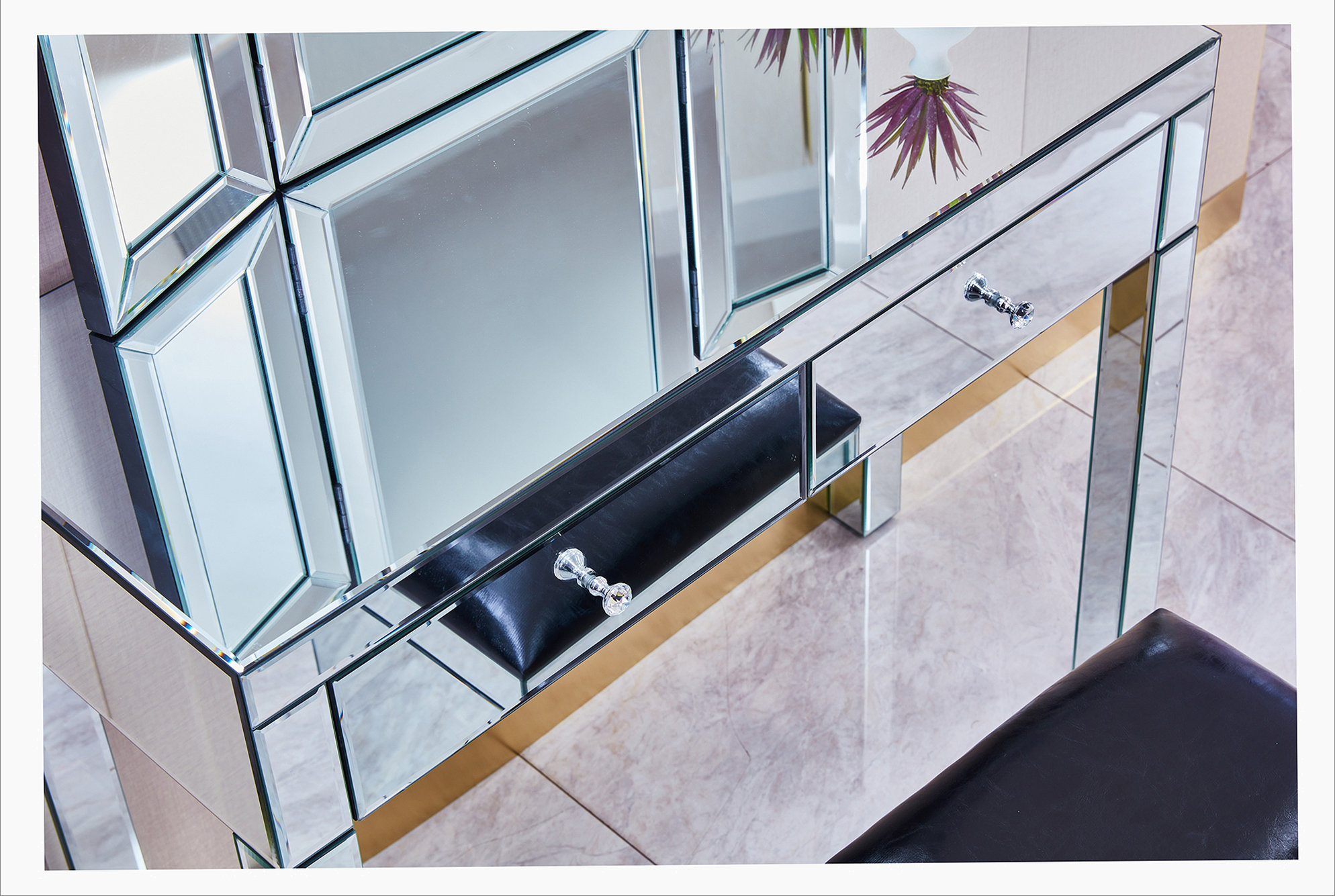 Mercer41 Mirror Desktop Dressing Table, 2 Drawer Dressing Table ...