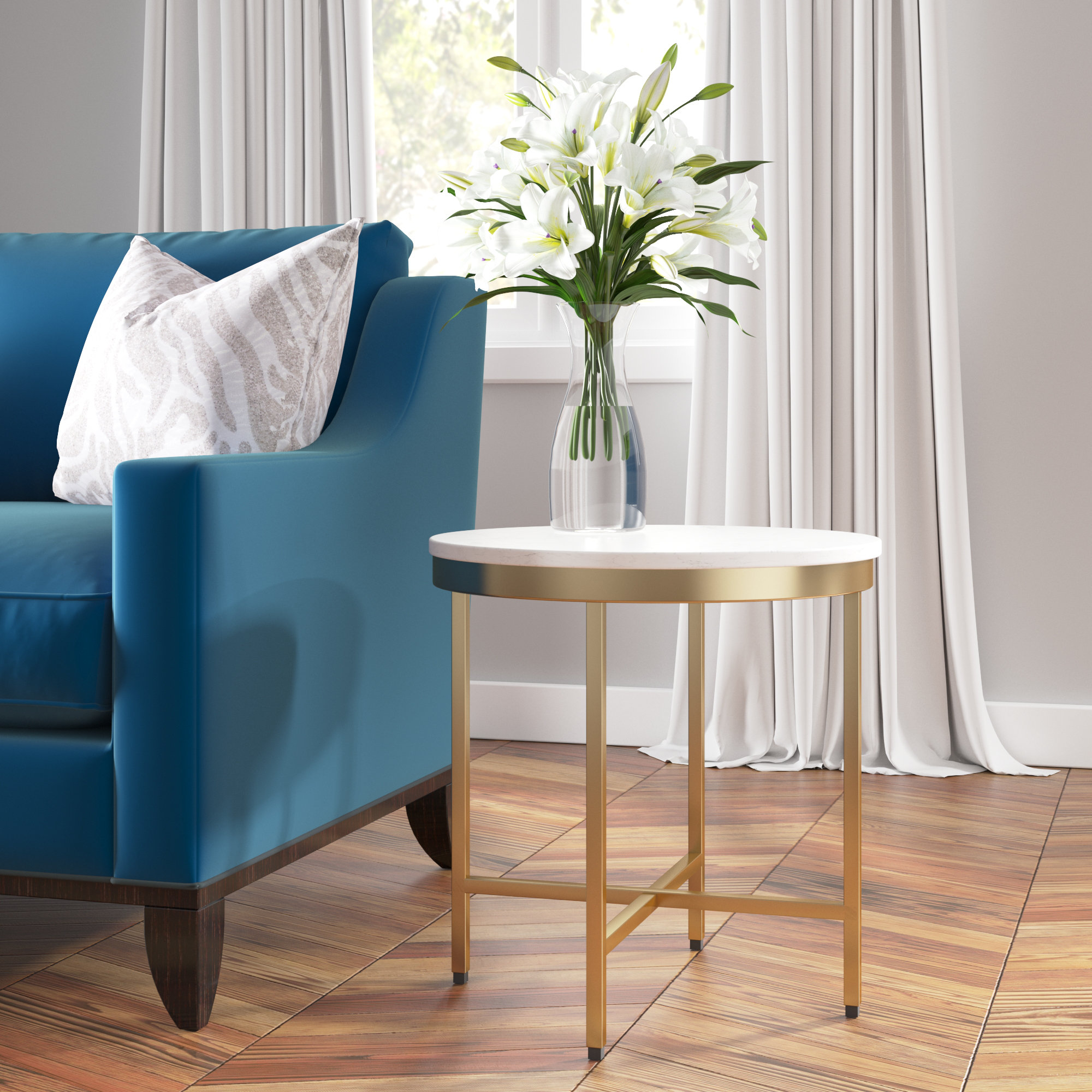 Everly Quinn Naquita Modern Gold Metal Side Table | Wayfair