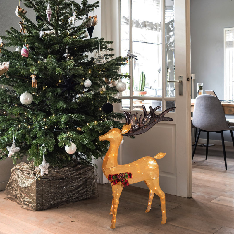 The Holiday Aisle® Shiny Gold Doe Deer Christmas Decoration Figurine ...